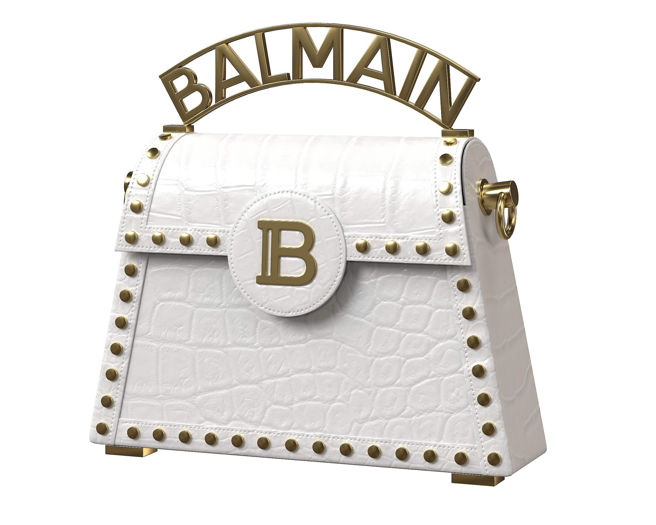 Balmain B-Buzz Dynasty Small Bag White Crocodile 3D Model by 3dmonk
