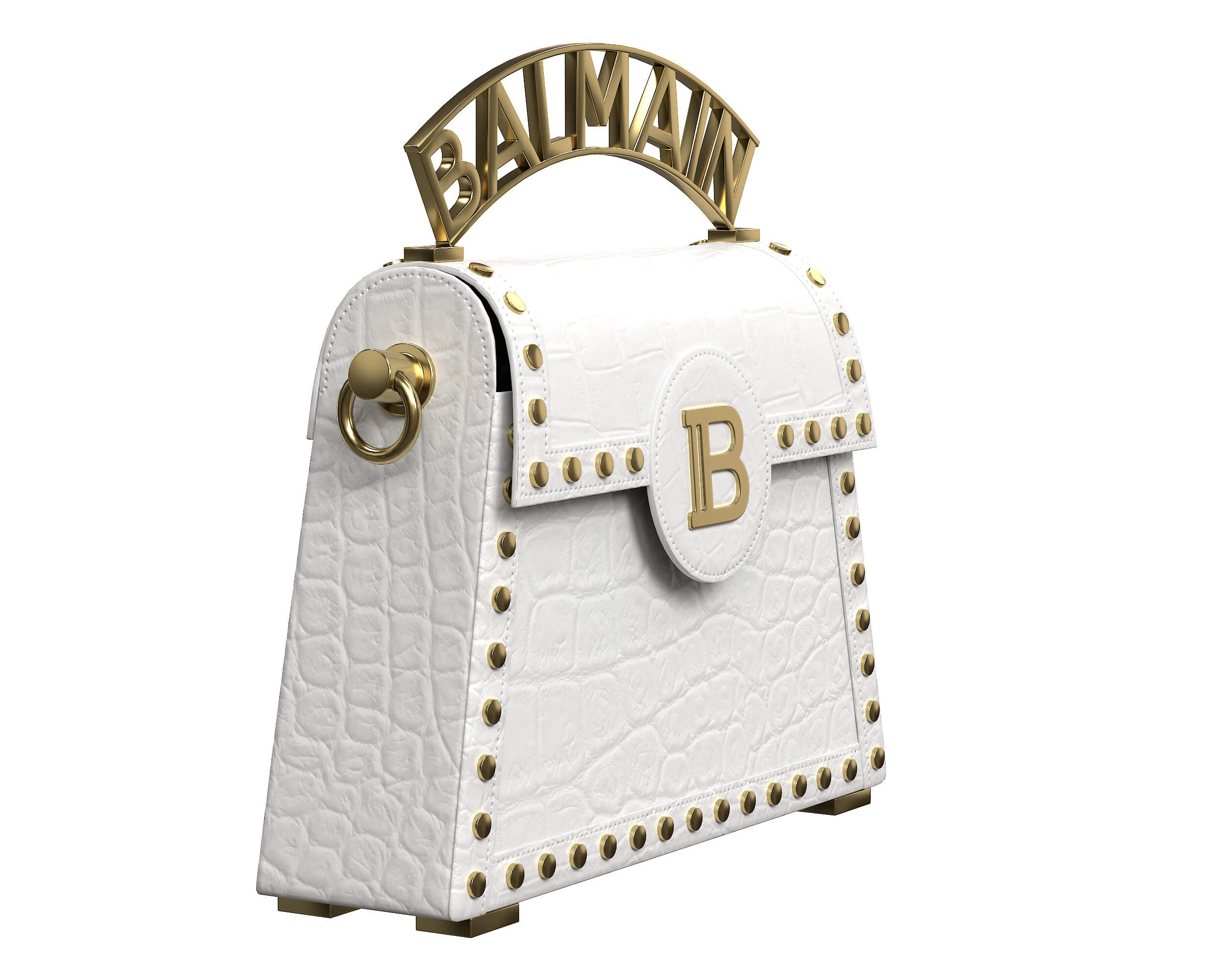 Balmain B-Buzz Dynasty Small Bag White Crocodile 3D Model by 3dmonk