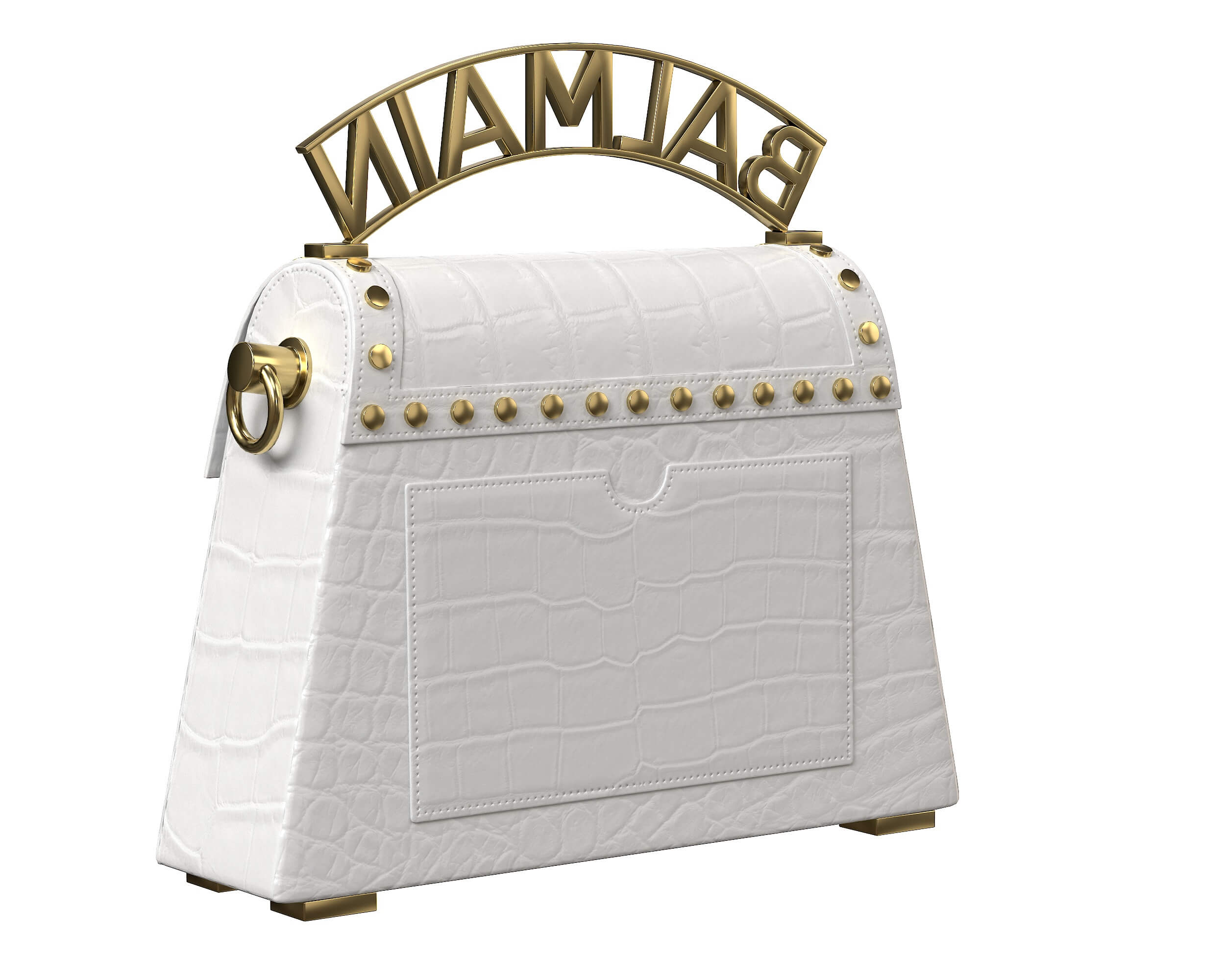 Balmain B-Buzz Dynasty Small Bag White Crocodile 3D Model by 3dmonk