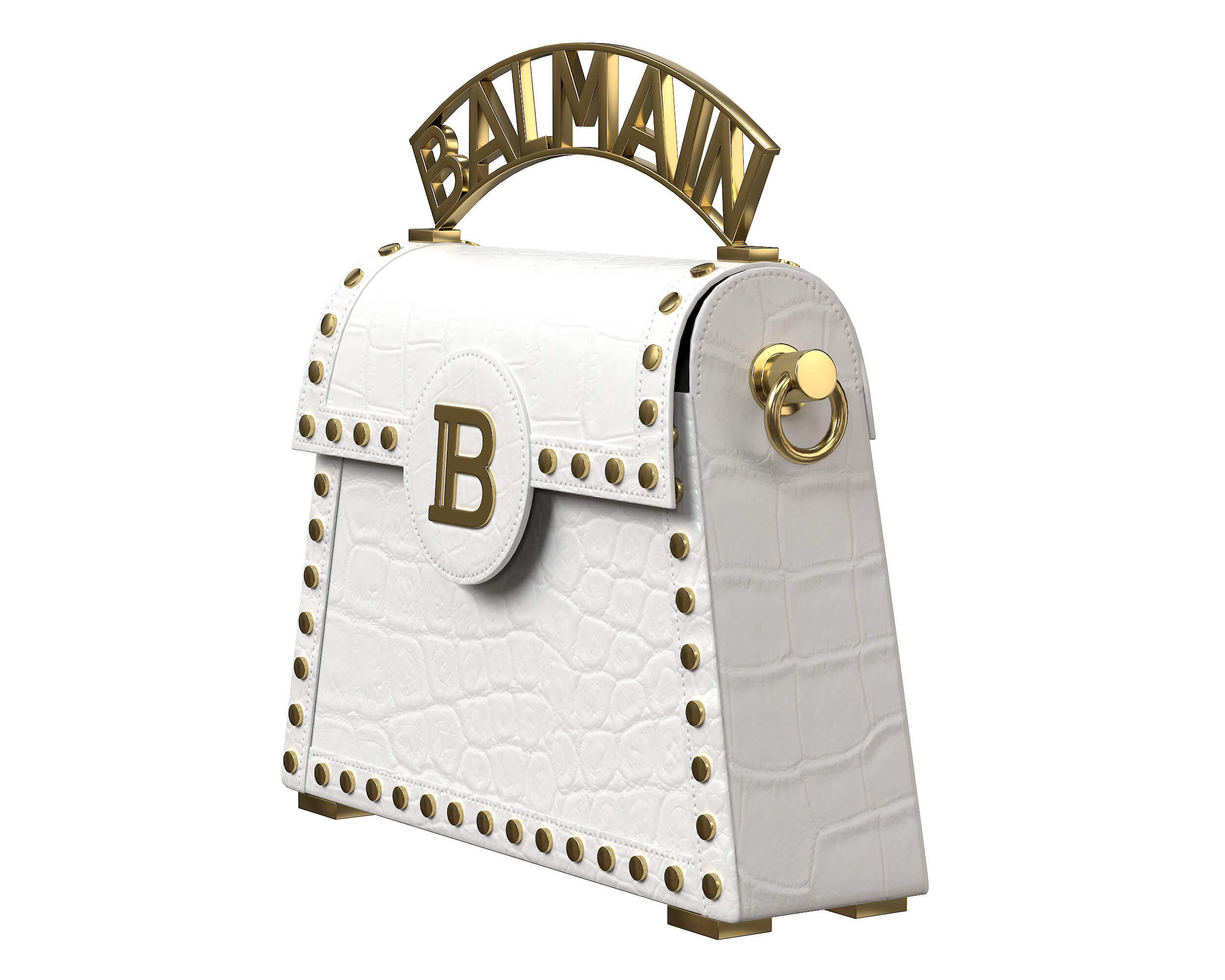 Balmain B-Buzz Dynasty Small Bag White Crocodile 3D Model by 3dmonk