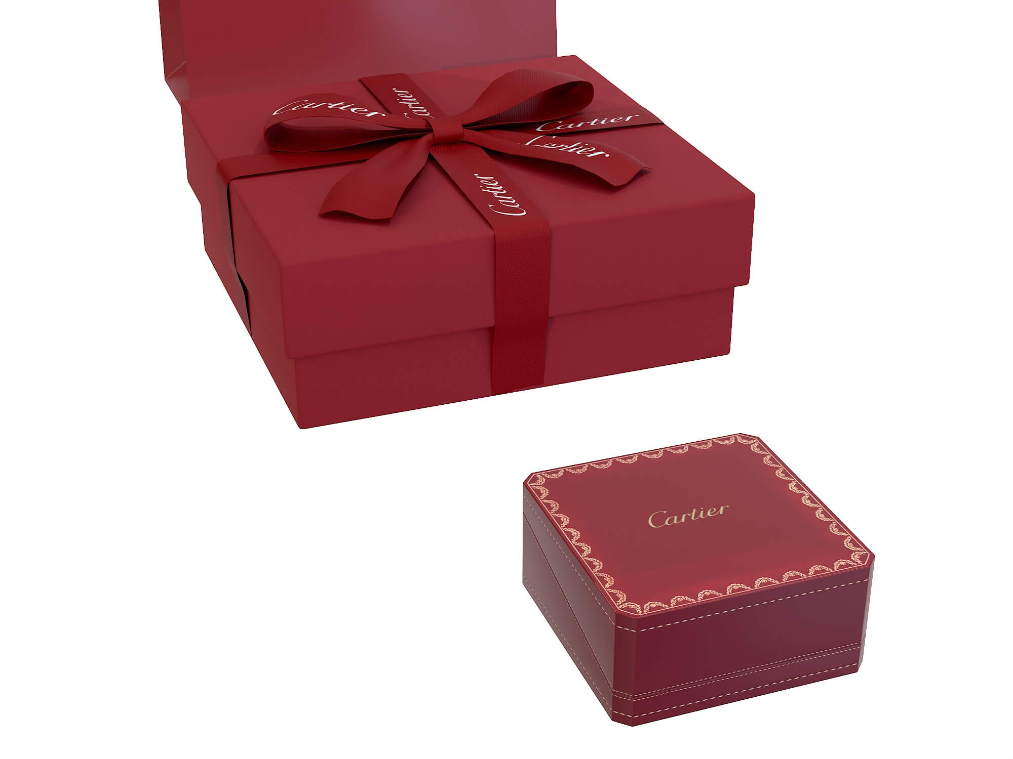 Cartier Gift Packaging Boxes and Paper Bags - 3D Model by 3dmonk