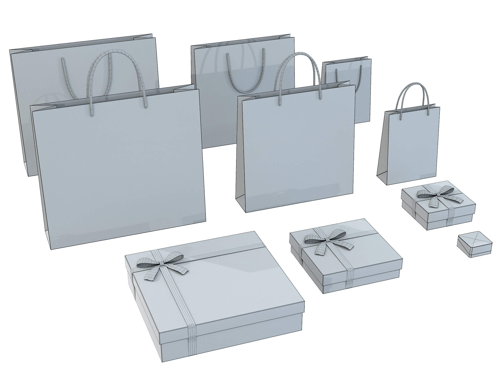 Cartier Gift Packaging Boxes and Paper Bags - 3D Model by 3dmonk