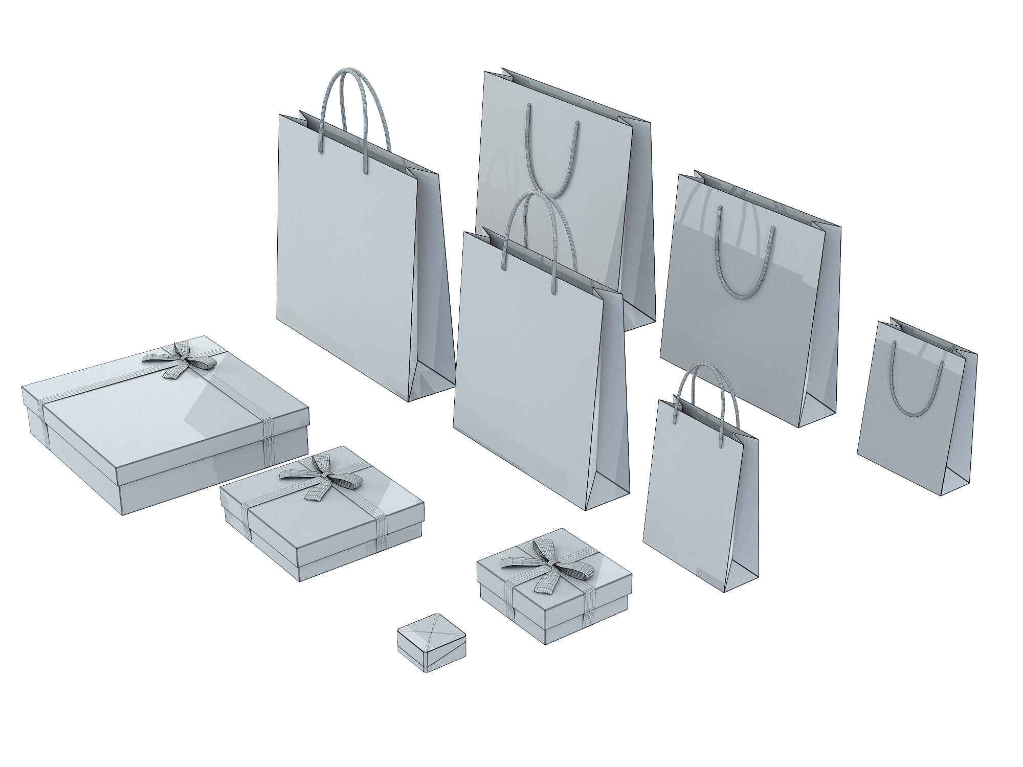 Cartier Gift Packaging Boxes and Paper Bags - 3D Model by 3dmonk