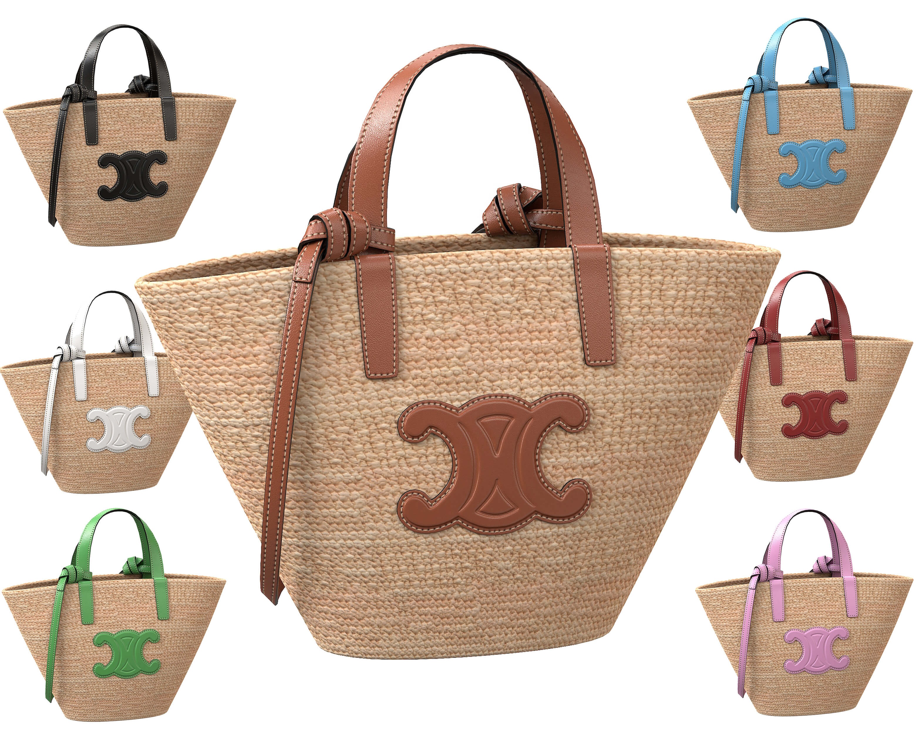 Celine Triomphe Classic Pannier Basket Bag in Raffia - 3D Model by 3dmonk