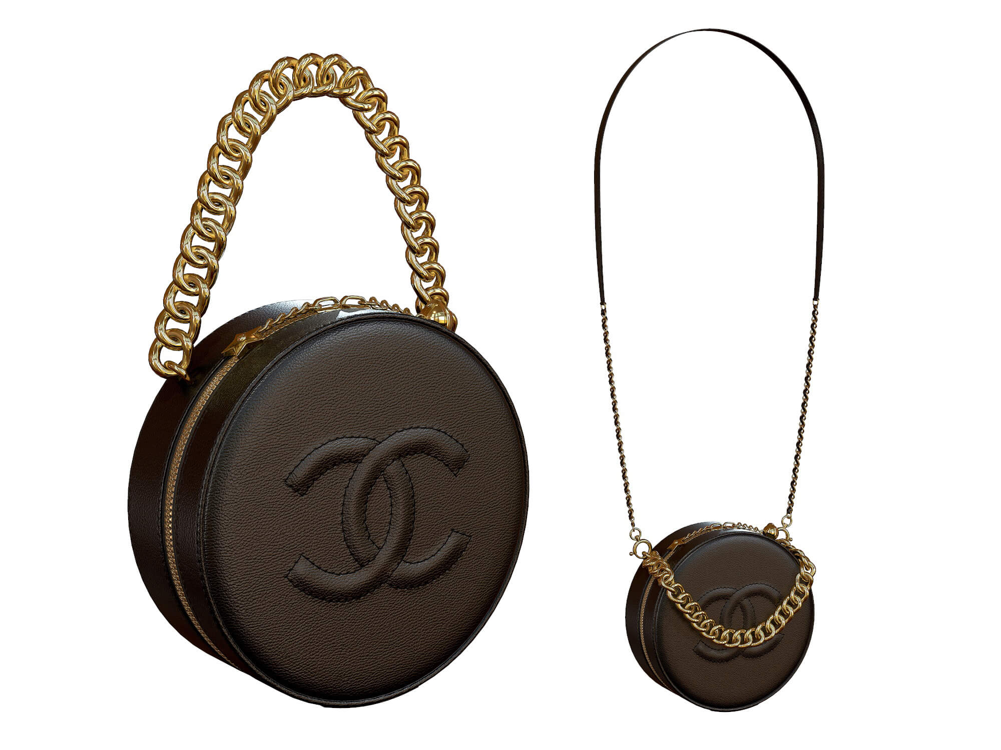 Chanel Chain Bag Round Earth Big Logo Black - 3D Model by 3dmonk