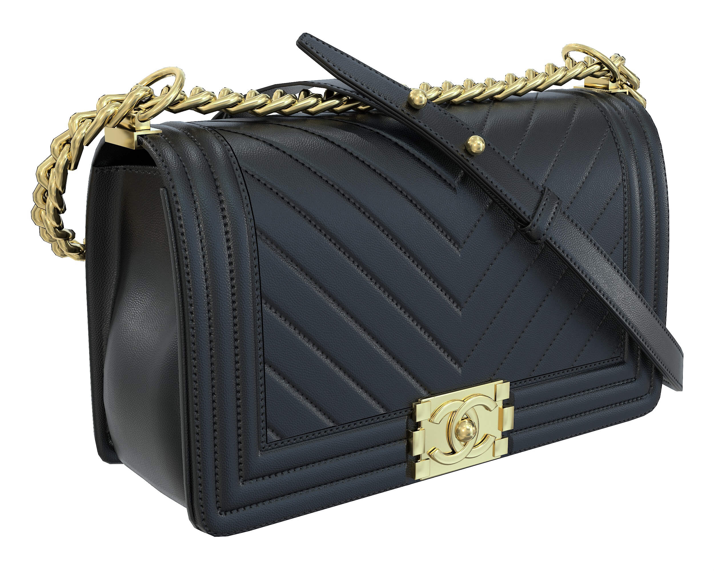 Chanel Boy Bag Black Line Gold - 3D Model by 3dmonk