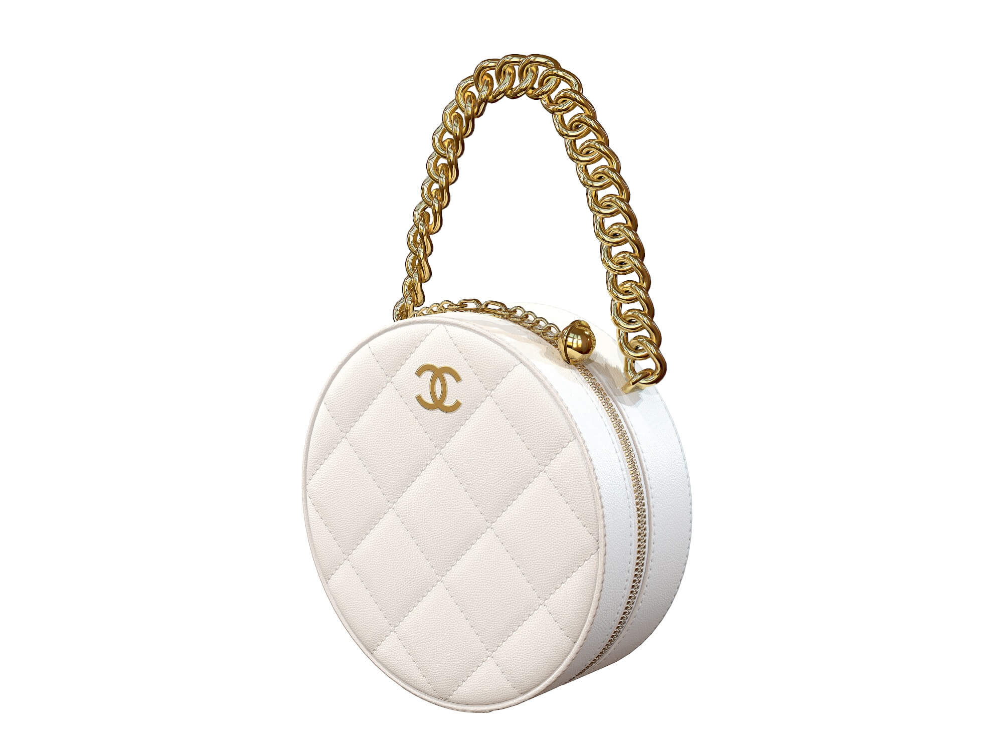 Chanel Chain Bag Round Earth Small Logo White - 3D Model by 3dmonk