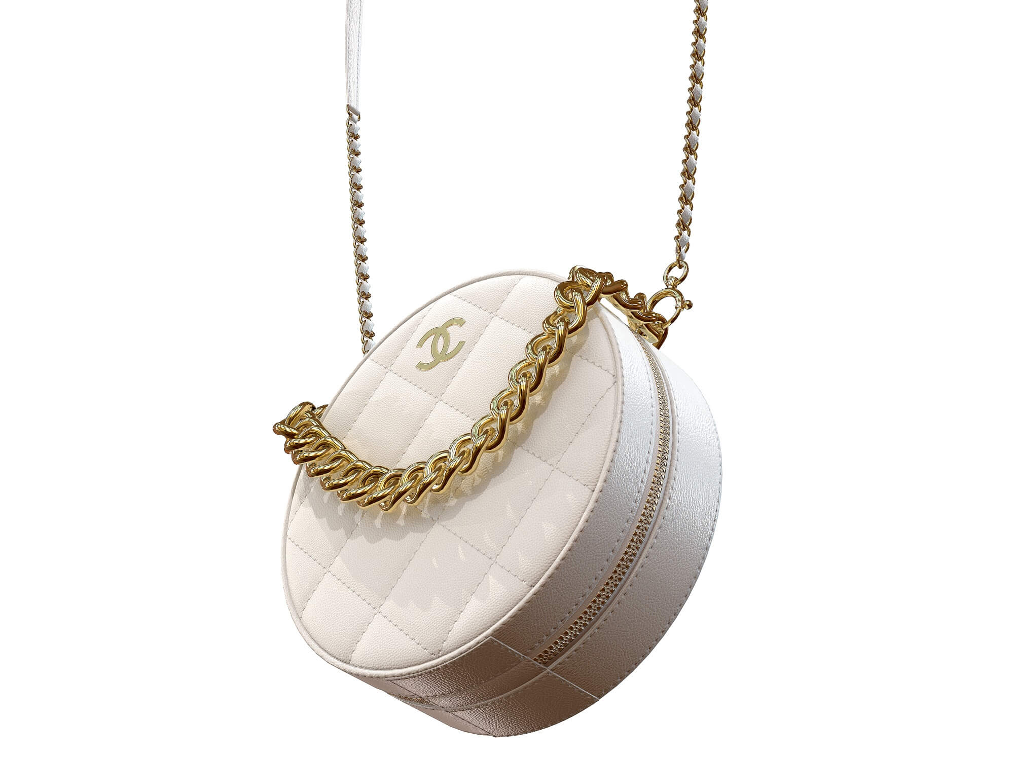 Chanel Chain Bag Round Earth Small Logo White - 3D Model by 3dmonk
