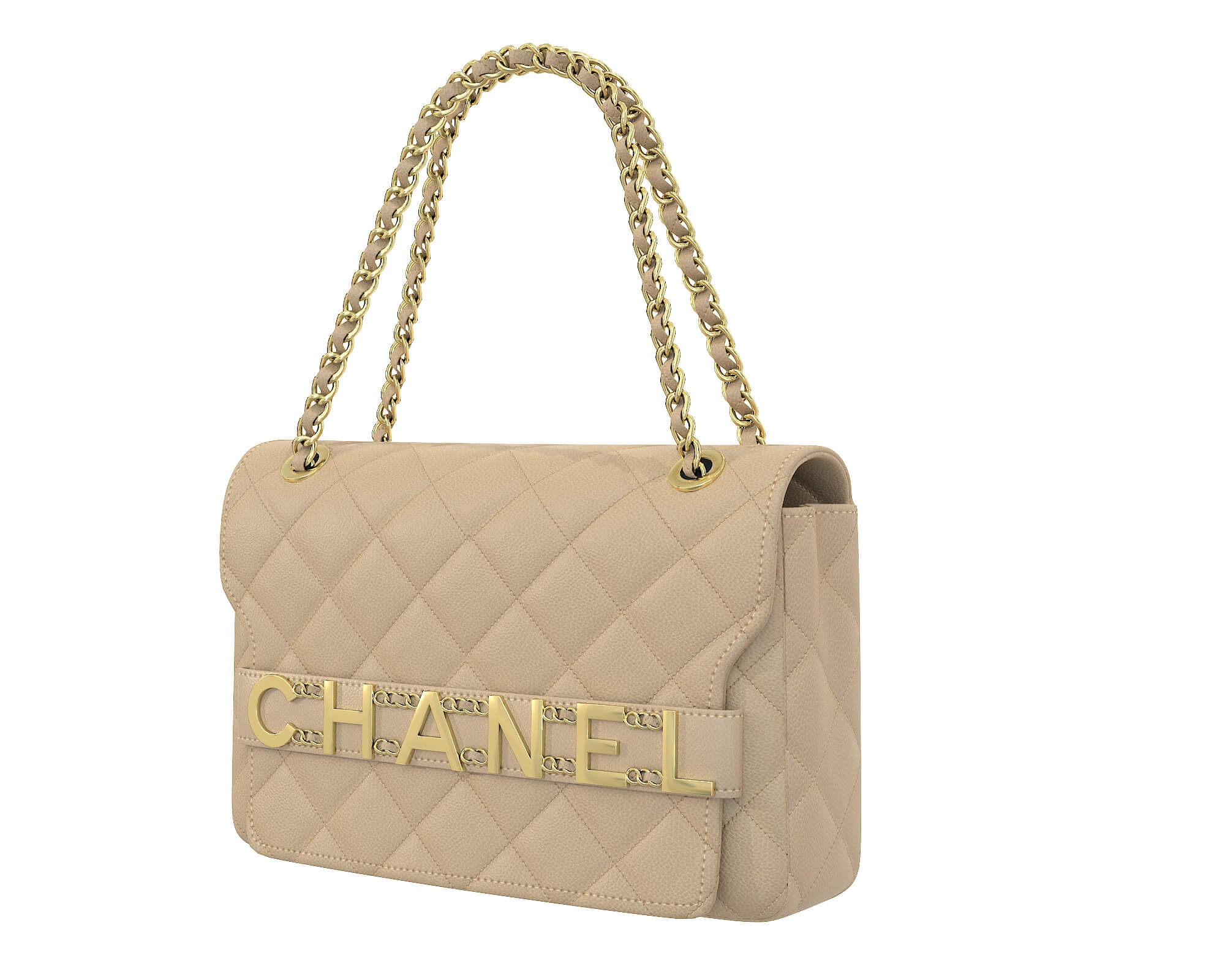 Chanel Front Logo Flap Bag Cream - 3D Model by 3dmonk