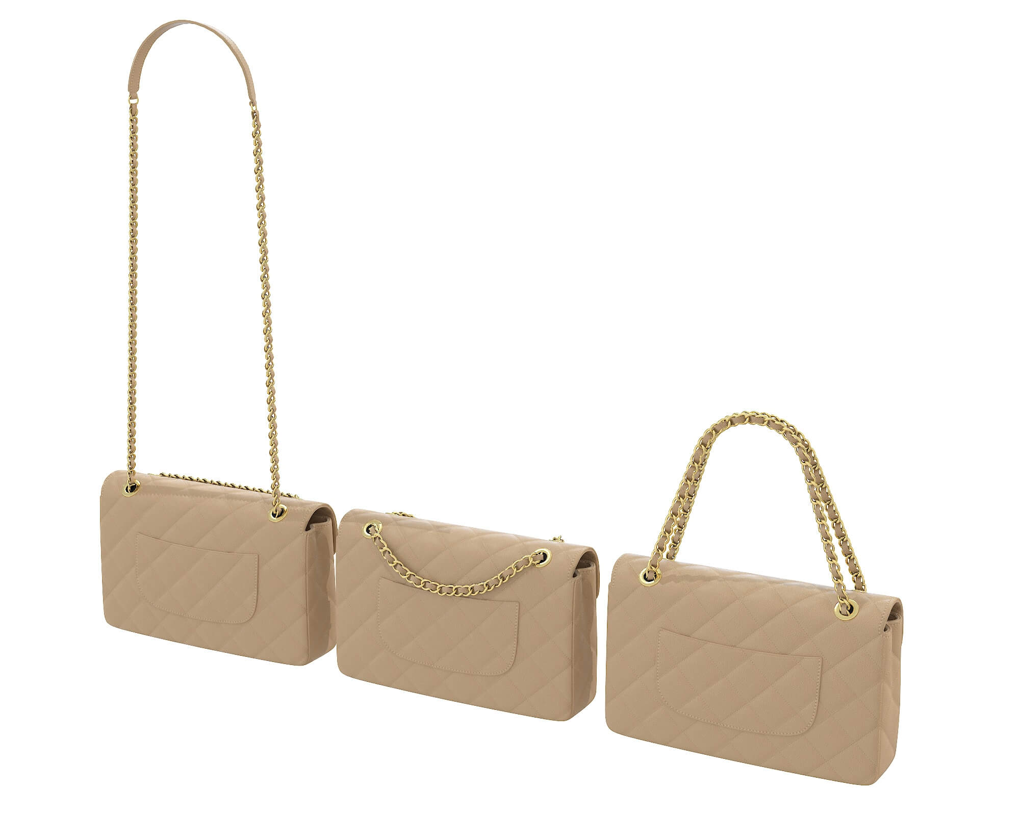 Chanel Front Logo Flap Bag Cream - 3D Model by 3dmonk