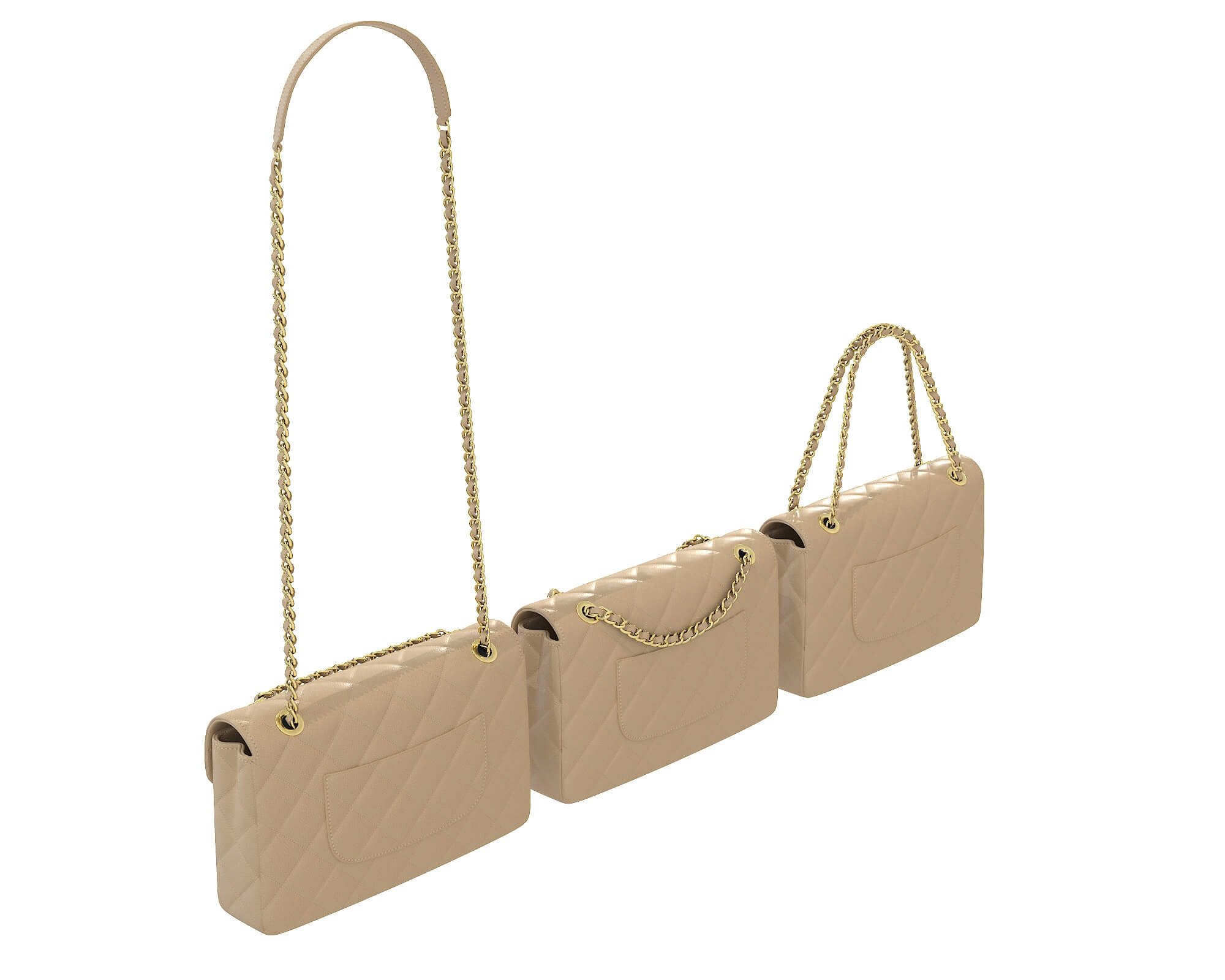 Chanel Front Logo Flap Bag Cream - 3D Model by 3dmonk