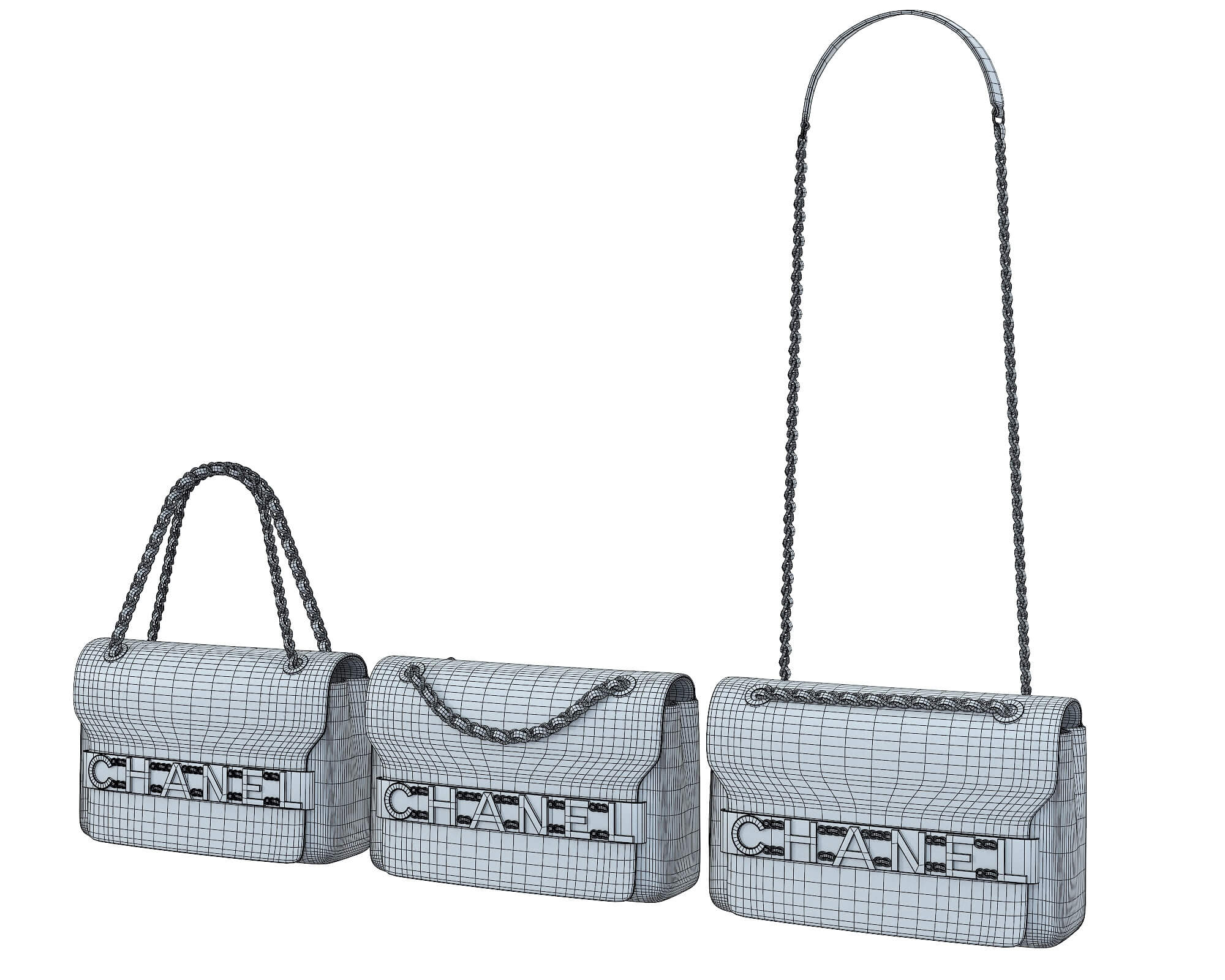 Chanel Front Logo Flap Bag Cream - 3D Model by 3dmonk