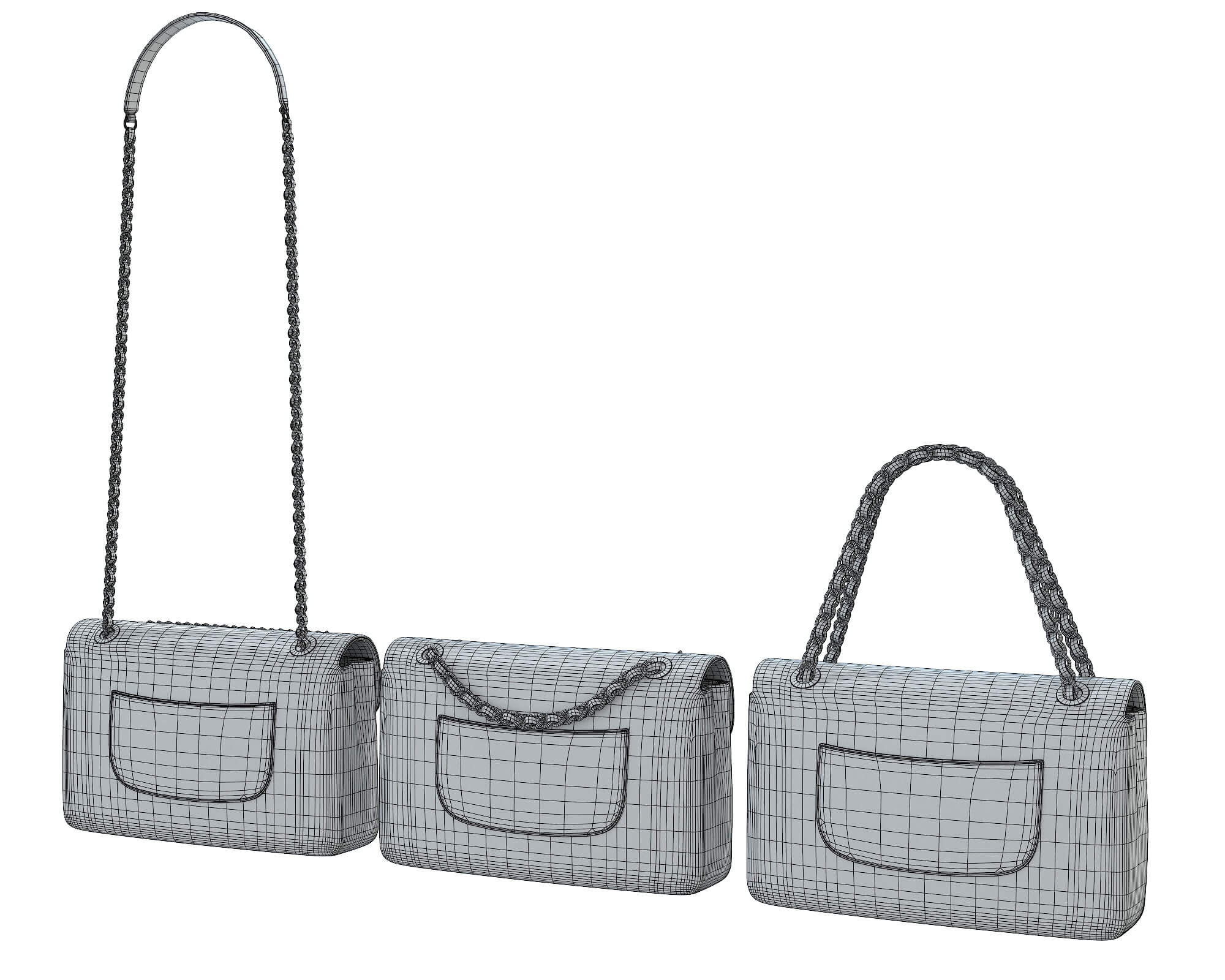 Chanel Front Logo Flap Bag Cream - 3D Model by 3dmonk