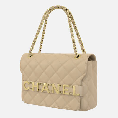 Chanel Front Logo Flap Bag Cream - 3D Model by 3dmonk