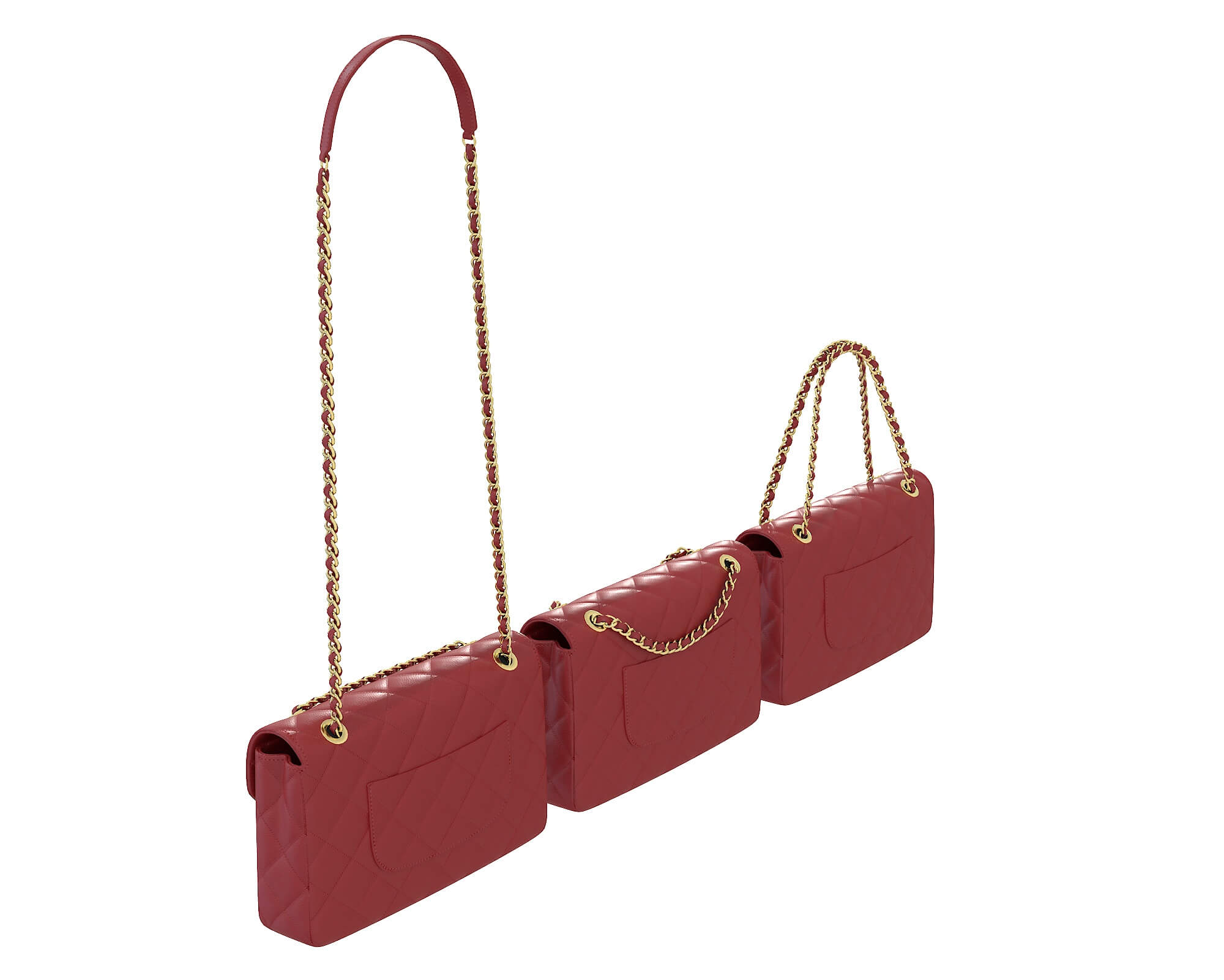 Chanel Front Logo Flap Bag Red - 3D Model by 3dmonk