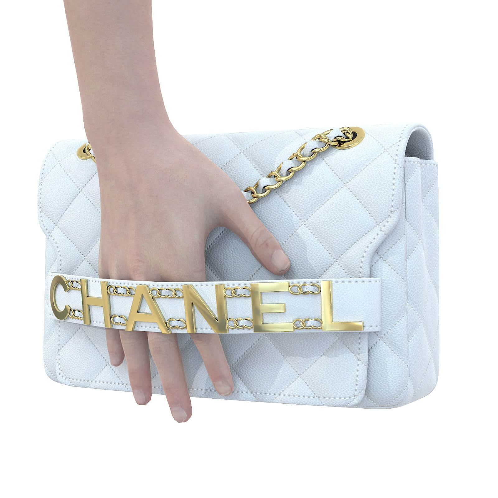 Chanel Front Logo Flap Bag White - 3D Model by 3dmonk