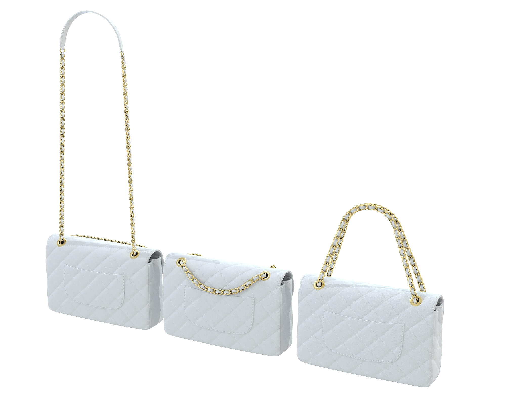 Chanel Front Logo Flap Bag White - 3D Model by 3dmonk