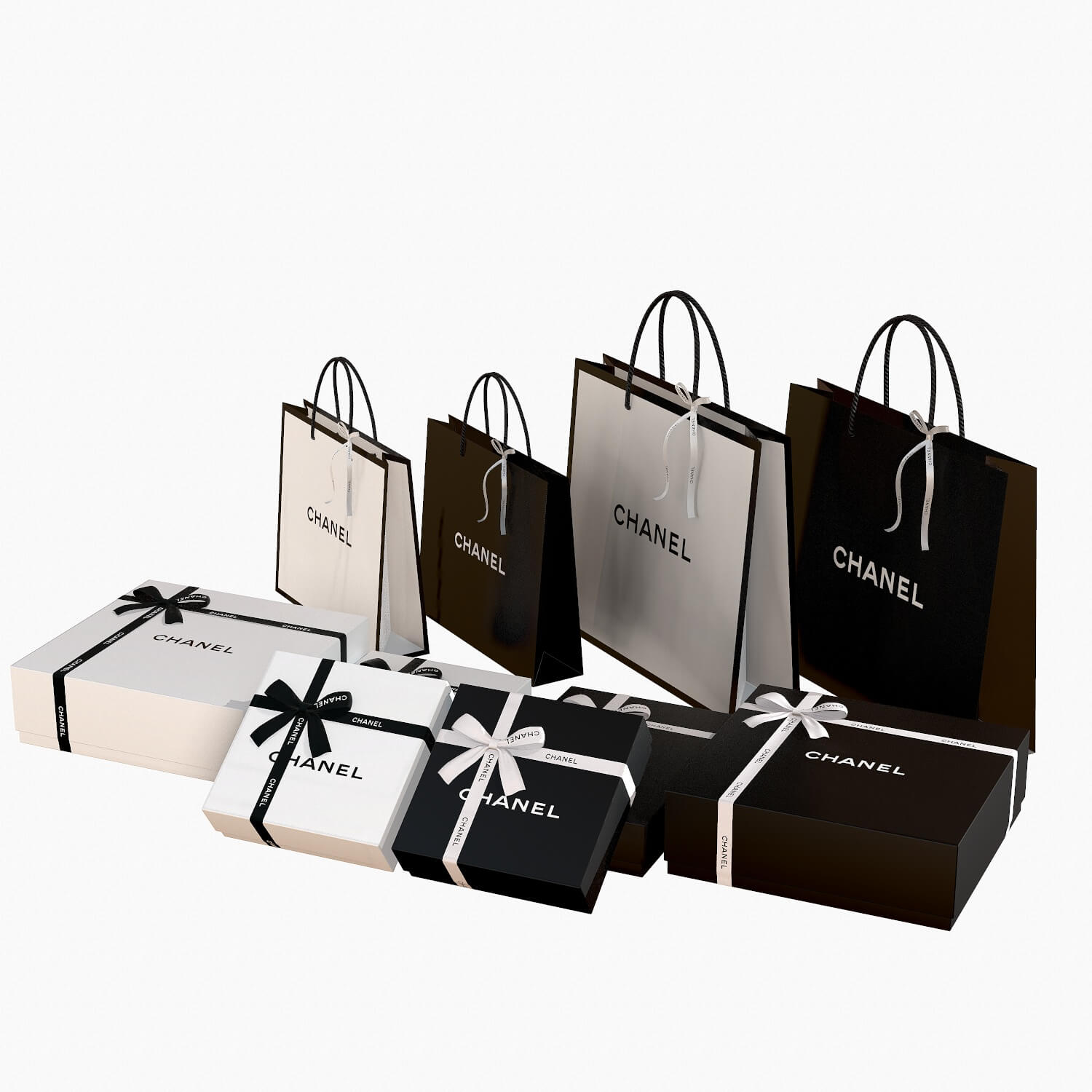 Chanel Gift Packaging Boxes and Paper Bags - 3D Model by 3dmonk
