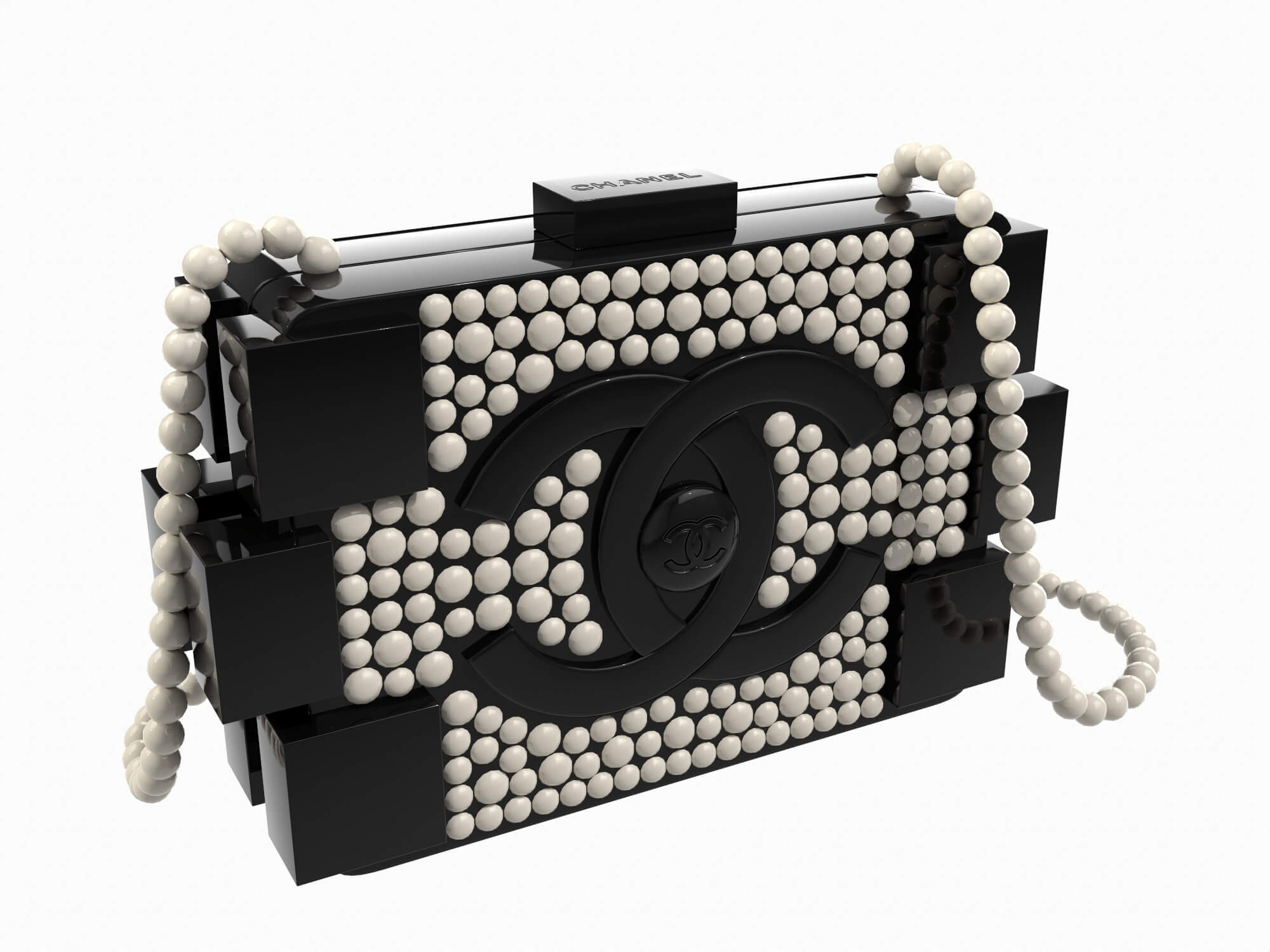 Chanel Pearl Lego Brick Clutch Bag Black - 3D Model by 3dmonk