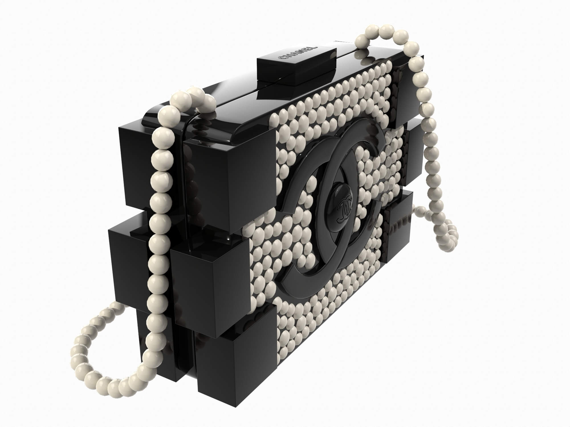 Chanel Pearl Lego Brick Clutch Bag Black - 3D Model by 3dmonk