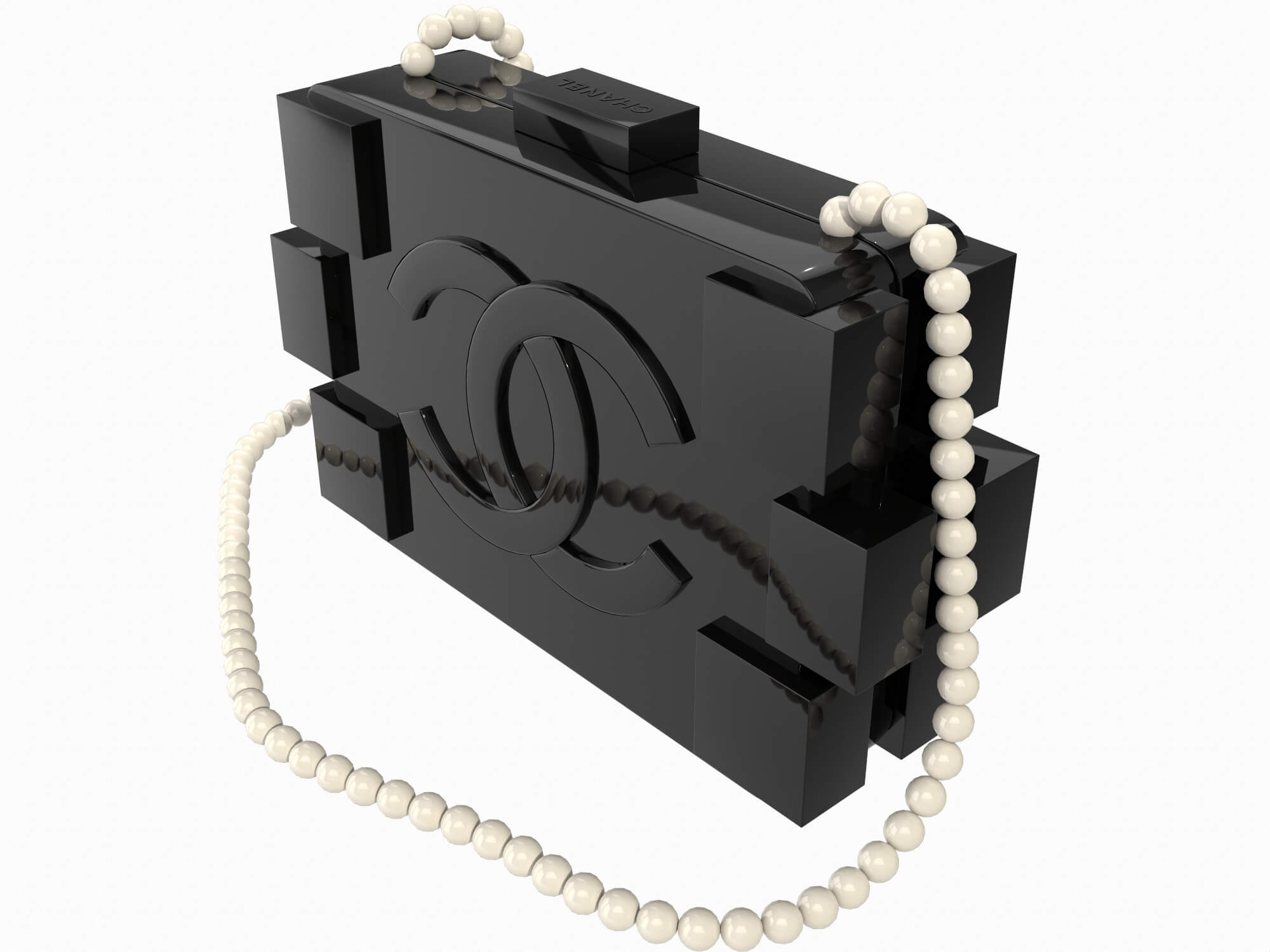 Chanel Pearl Lego Brick Clutch Bag Black - 3D Model by 3dmonk