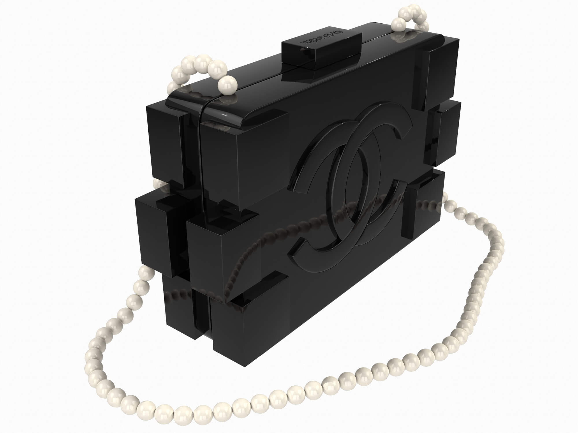 Chanel Pearl Lego Brick Clutch Bag Black - 3D Model by 3dmonk