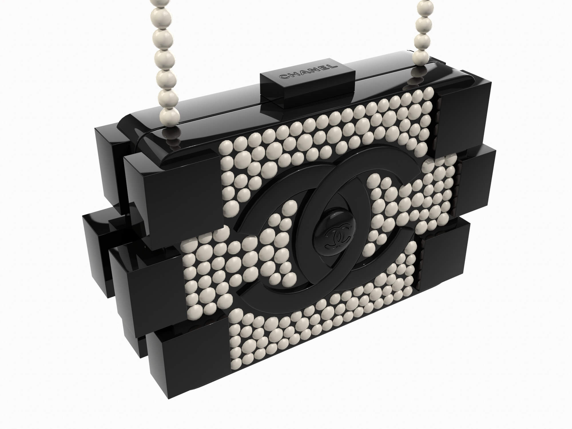 Chanel Pearl Lego Brick Clutch Bag Black - 3D Model by 3dmonk