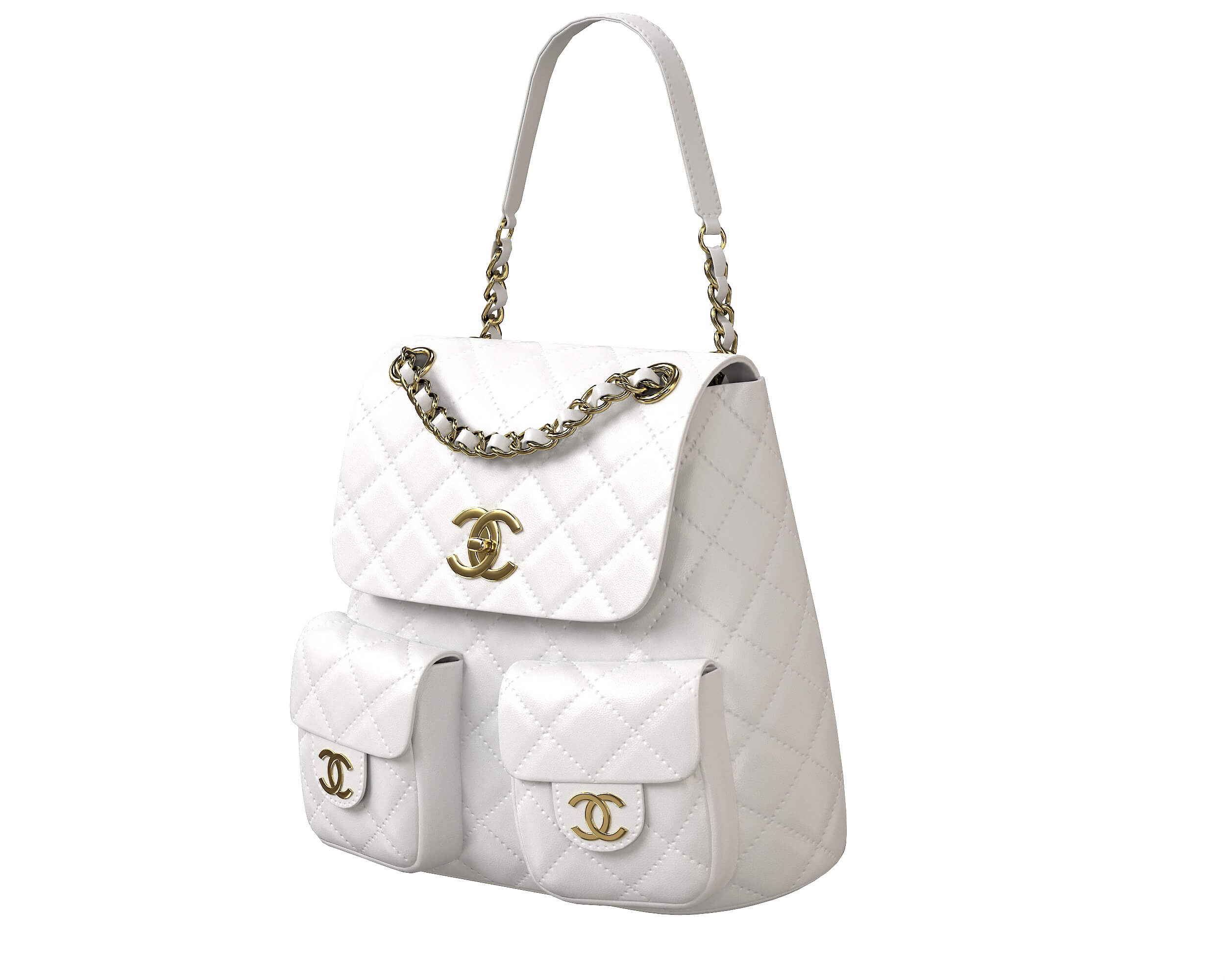 Chanel Small Backpack White Bag - 3D Model by 3dmonk
