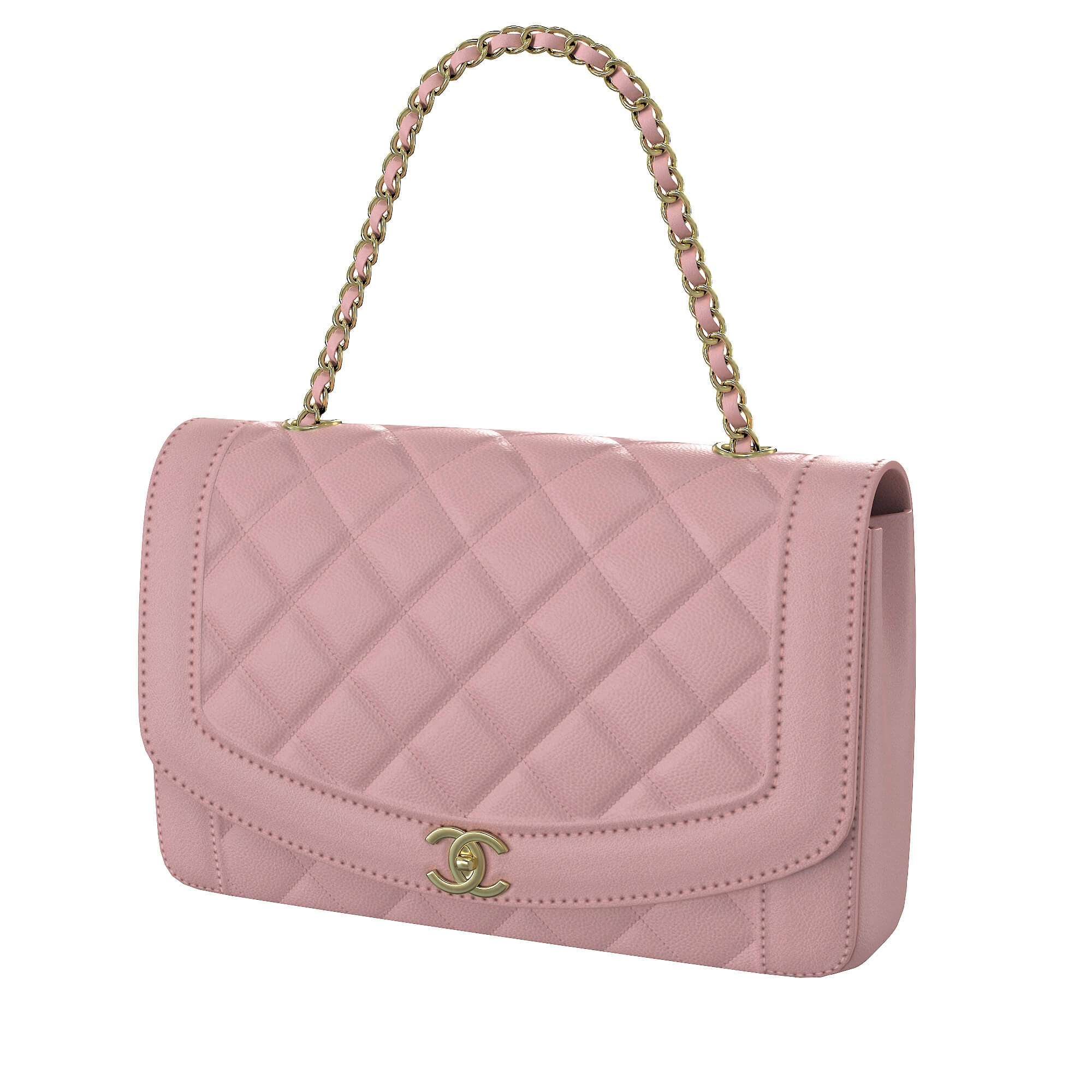 Chanel Vintage Medium Diana Flap Bag Pink - 3D Model by 3dmonk