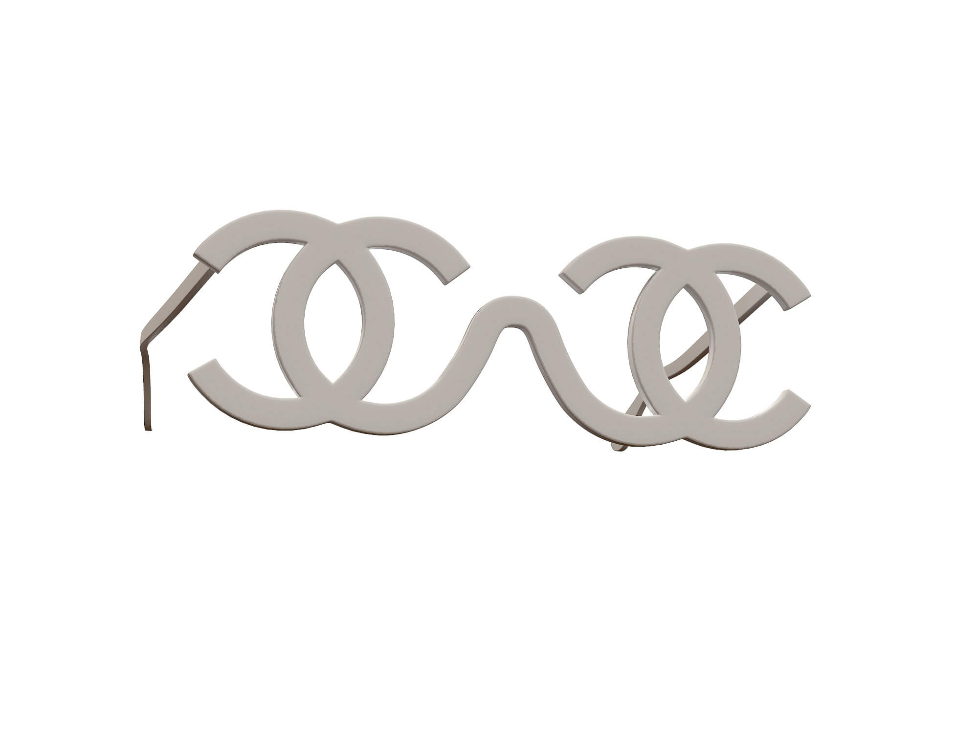 Chanel White CC Logo Futuristic Sunglasses 1994 - 3D Model by 3dmonk