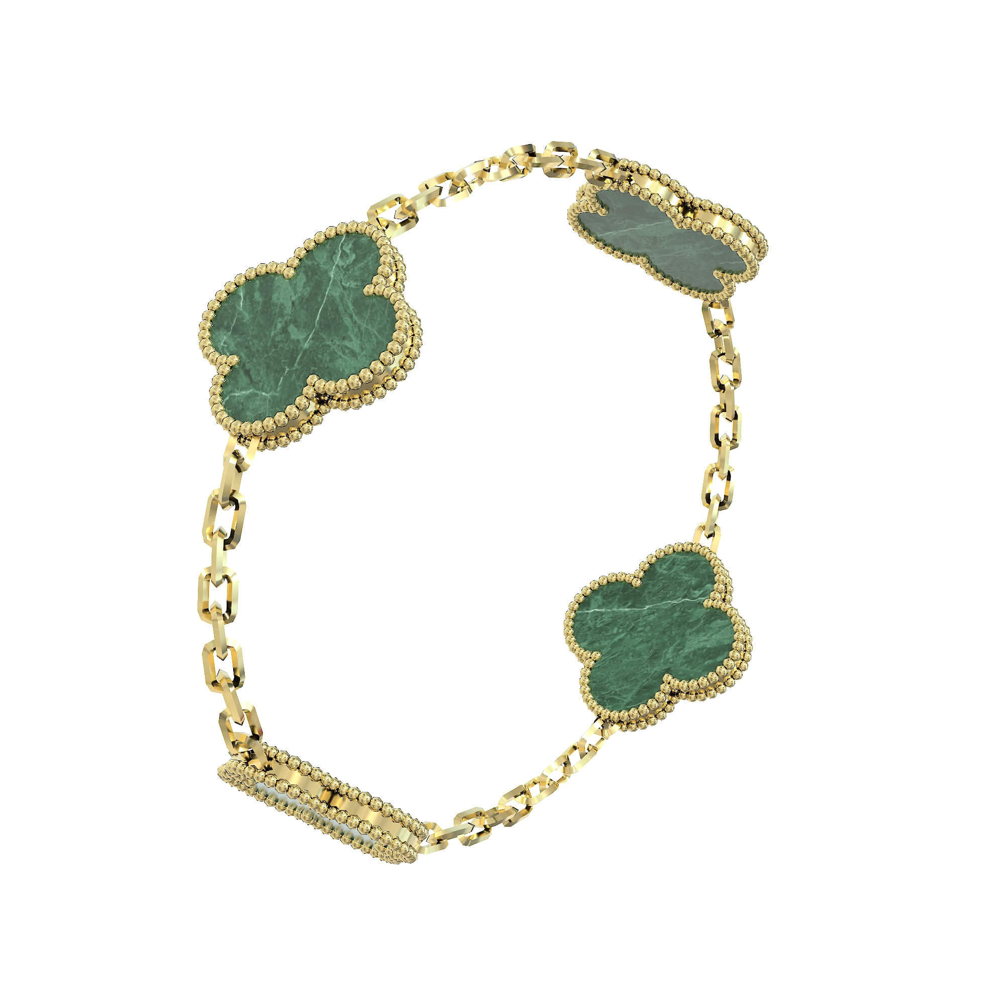 Van Cleef Clover Gold and Silver Braslet - 3D Model by 3dmonk