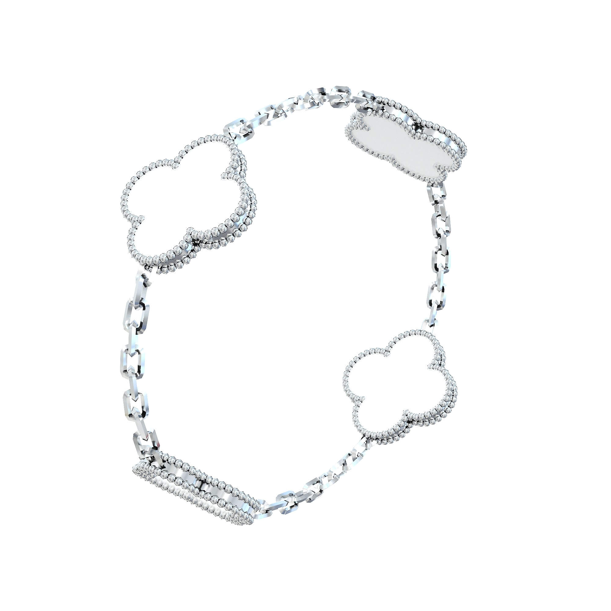 Van Cleef Clover Gold and Silver Braslet - 3D Model by 3dmonk