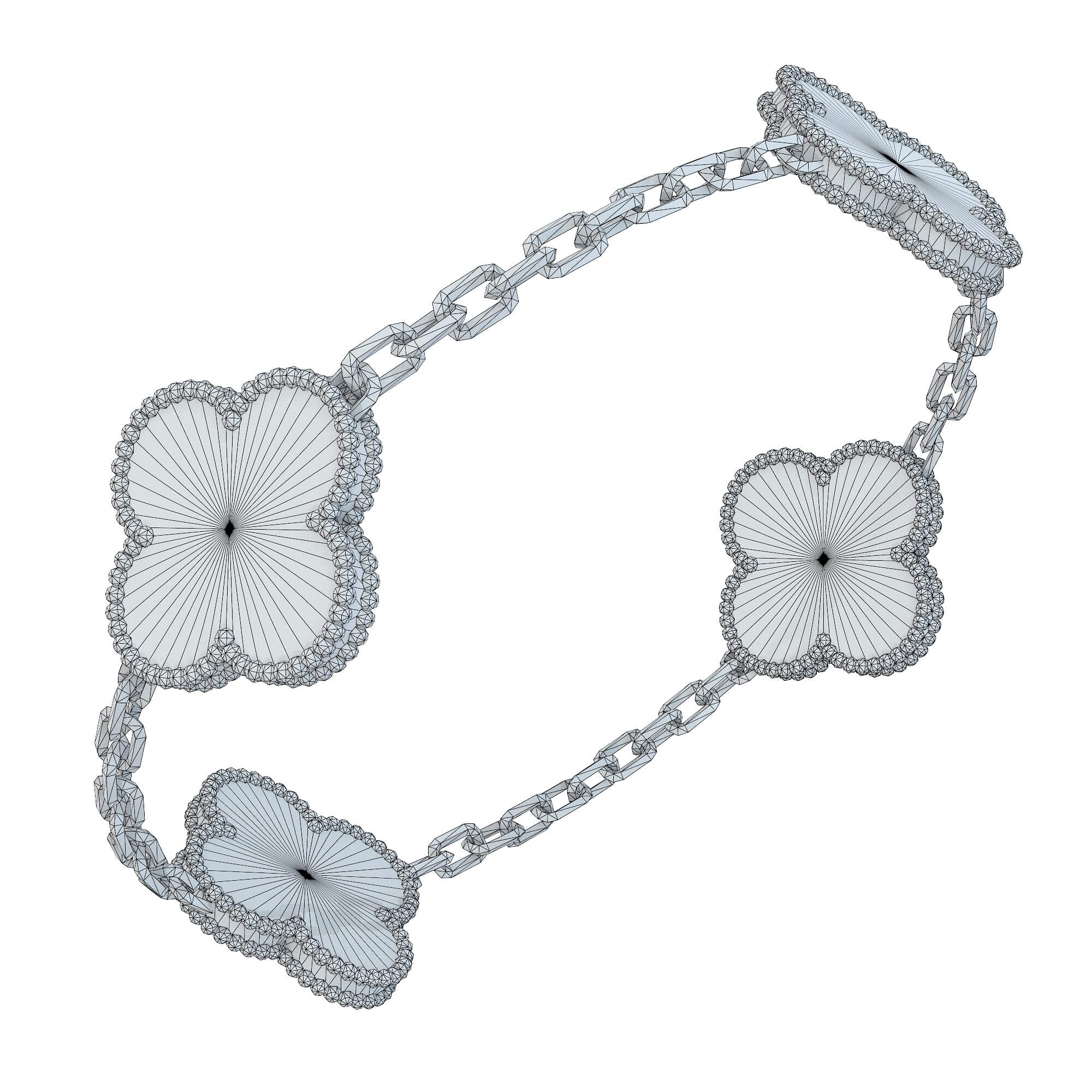 Van Cleef Clover Gold and Silver Braslet - 3D Model by 3dmonk