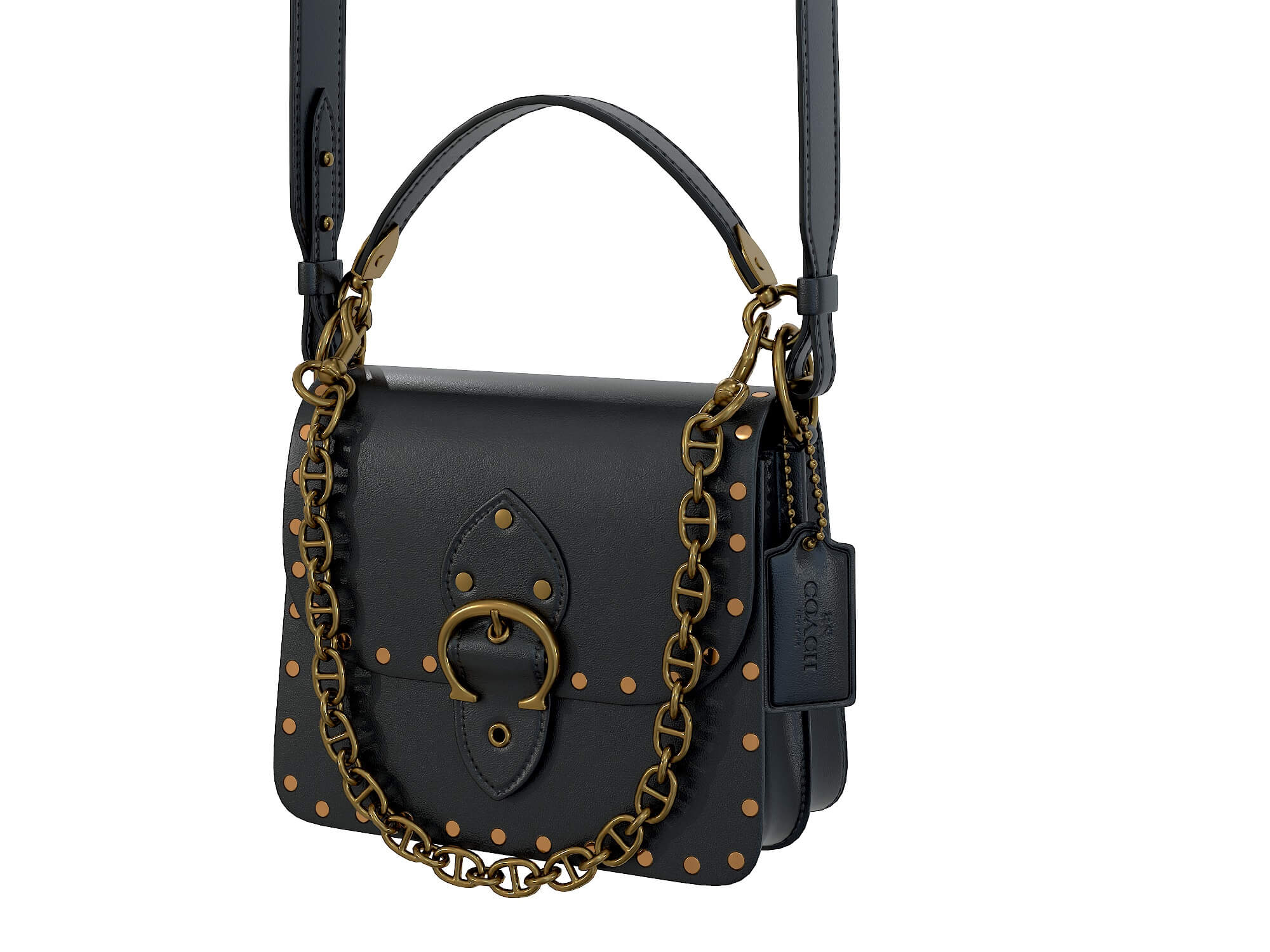 Coach Beat Bag Black With Rivets - 3D Model by 3dmonk
