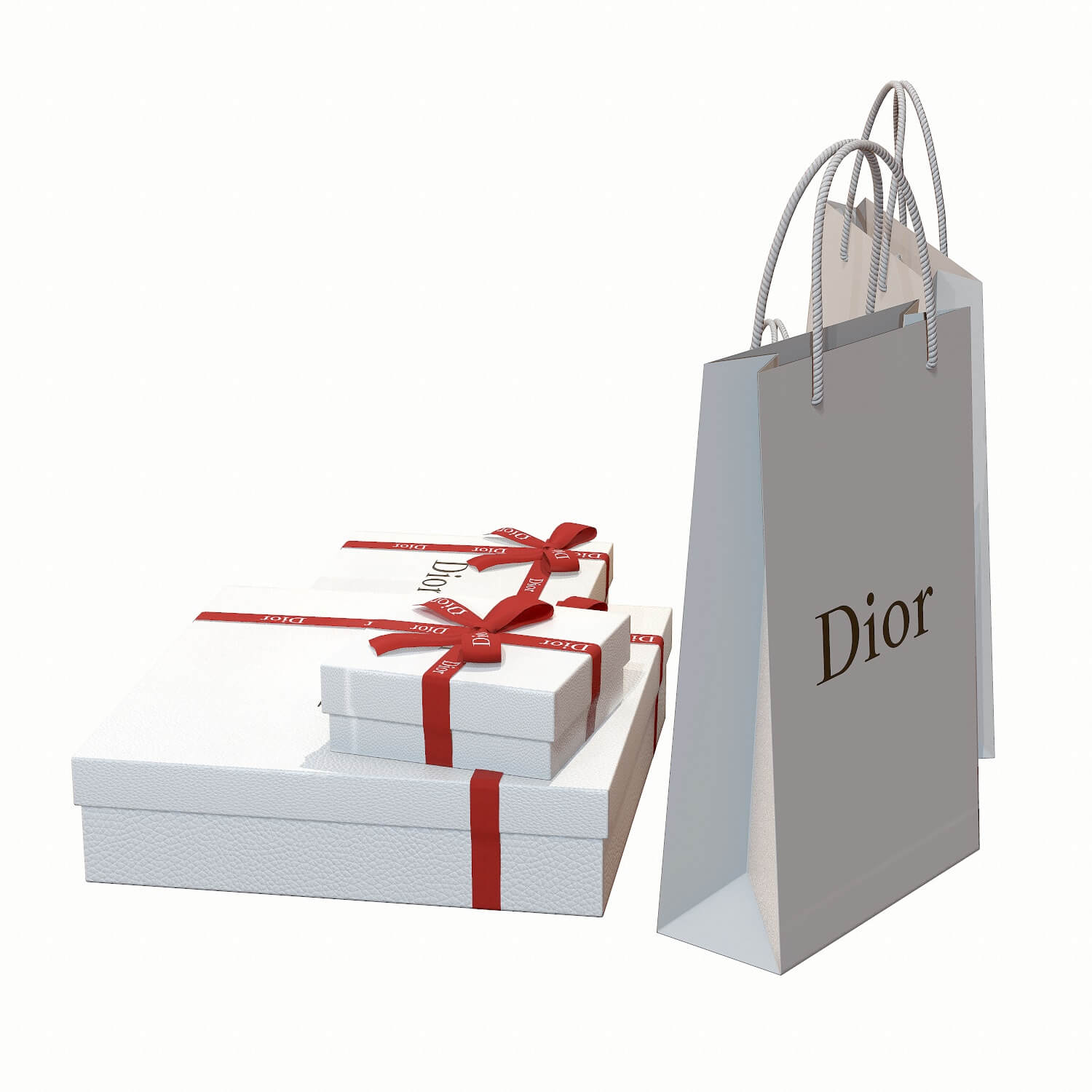 Dior Gift Packaging Boxes and Paper Bags - 3D Model by 3dmonk