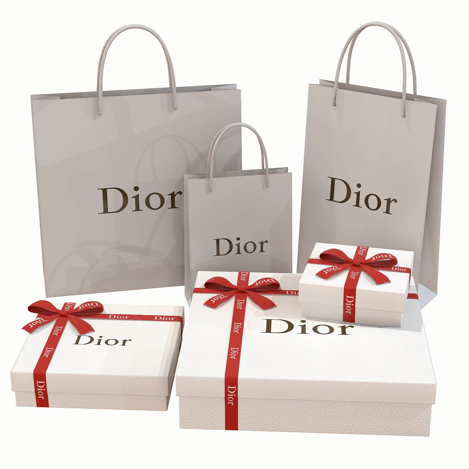 Dior Gift Packaging Boxes and Paper Bags - 3D Model by 3dmonk