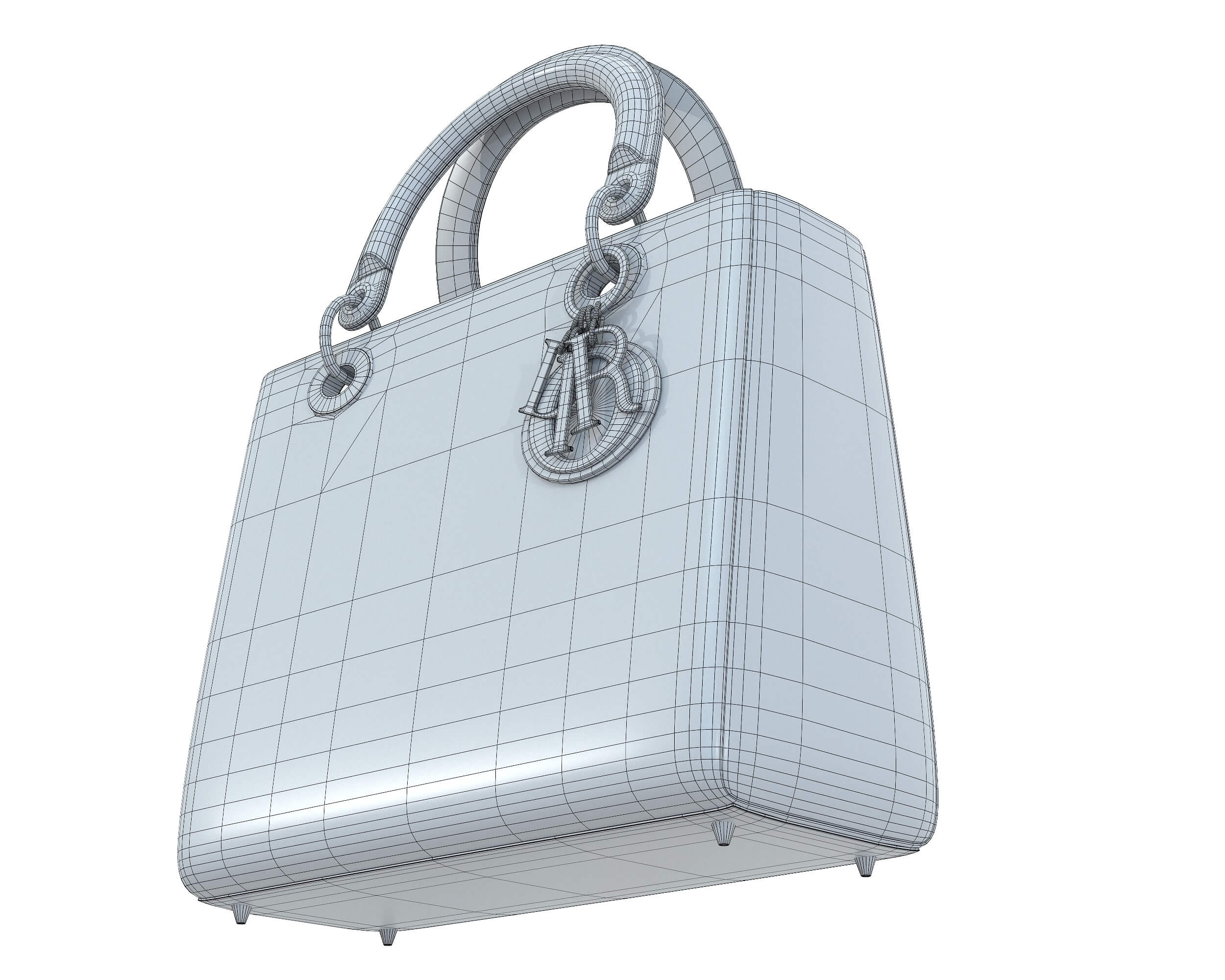 Dior Small Lady Bag White Leather - 3D Model by 3dmonk