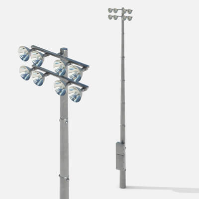 Floodlight Tower Light - 3D Model by 3dmonk