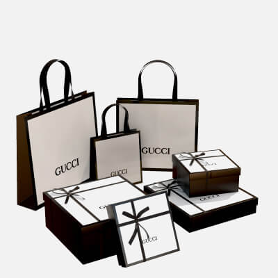 Gucci Gift Packaging Boxes and Paper Bags - 3D Model by 3dmonk