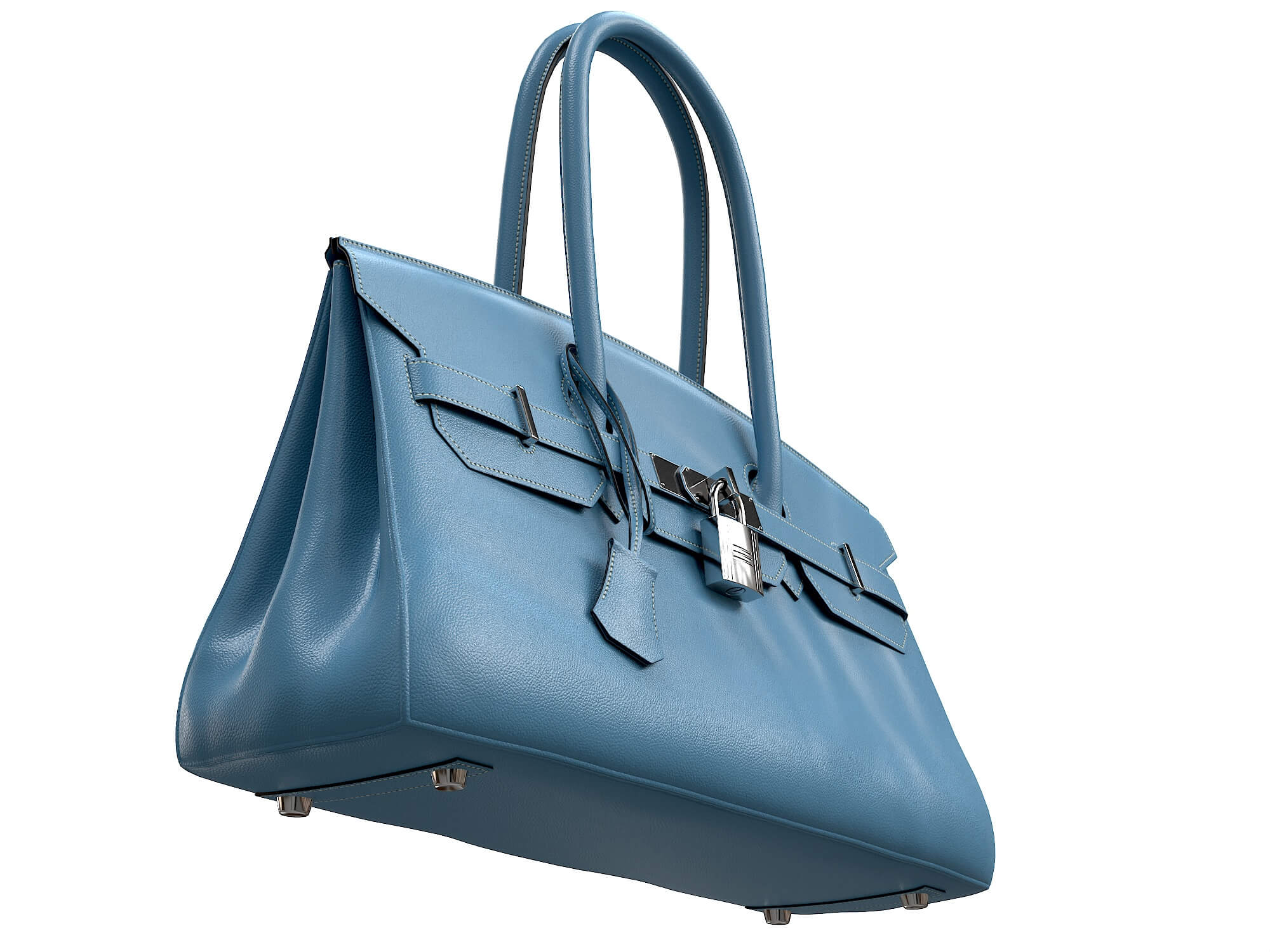 Hermes Birkin Bag 42 Blue Leather - 3D Model by 3dmonk