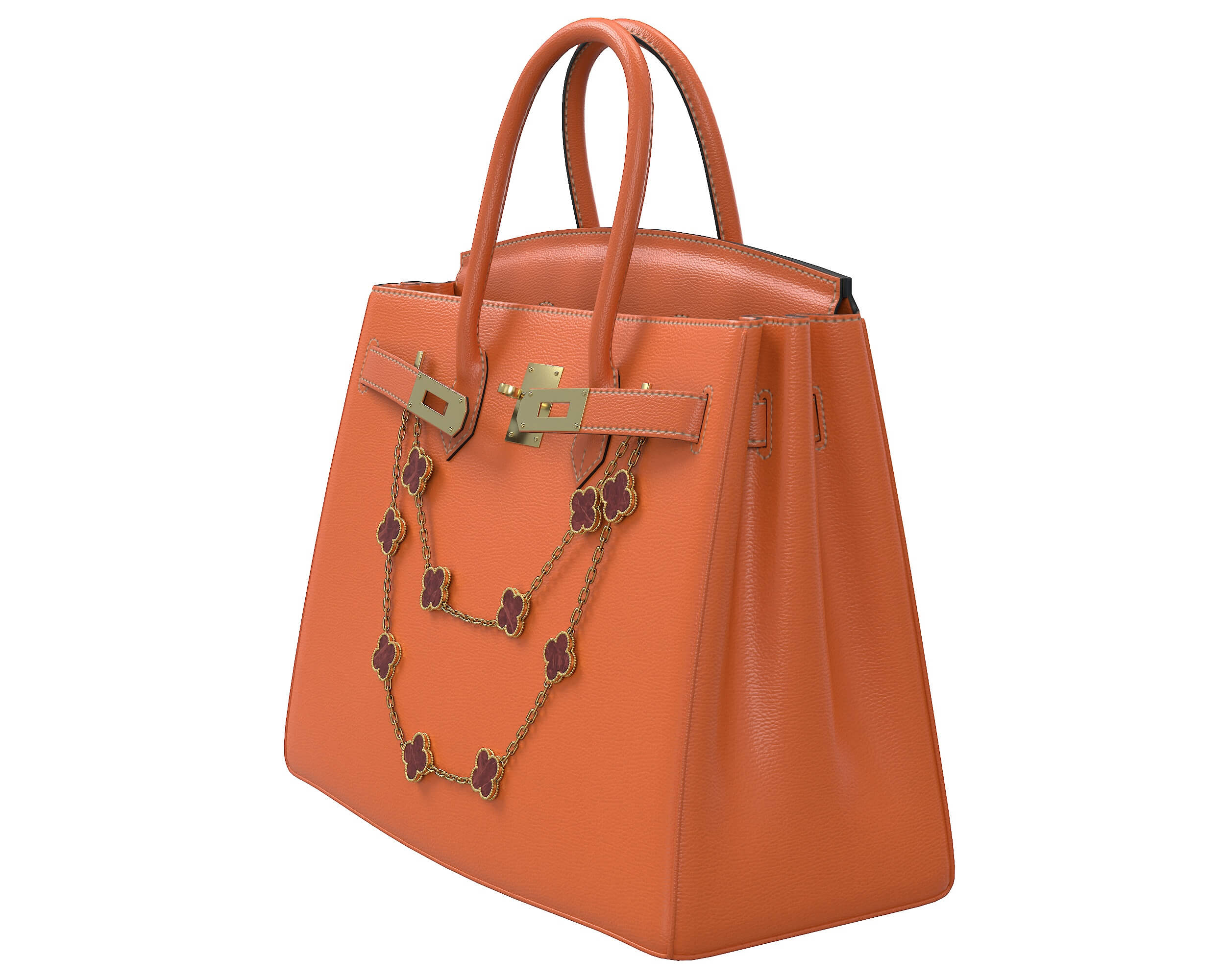 Hermes Birkin Bag with Chain Orange - 3D Model by 3dmonk
