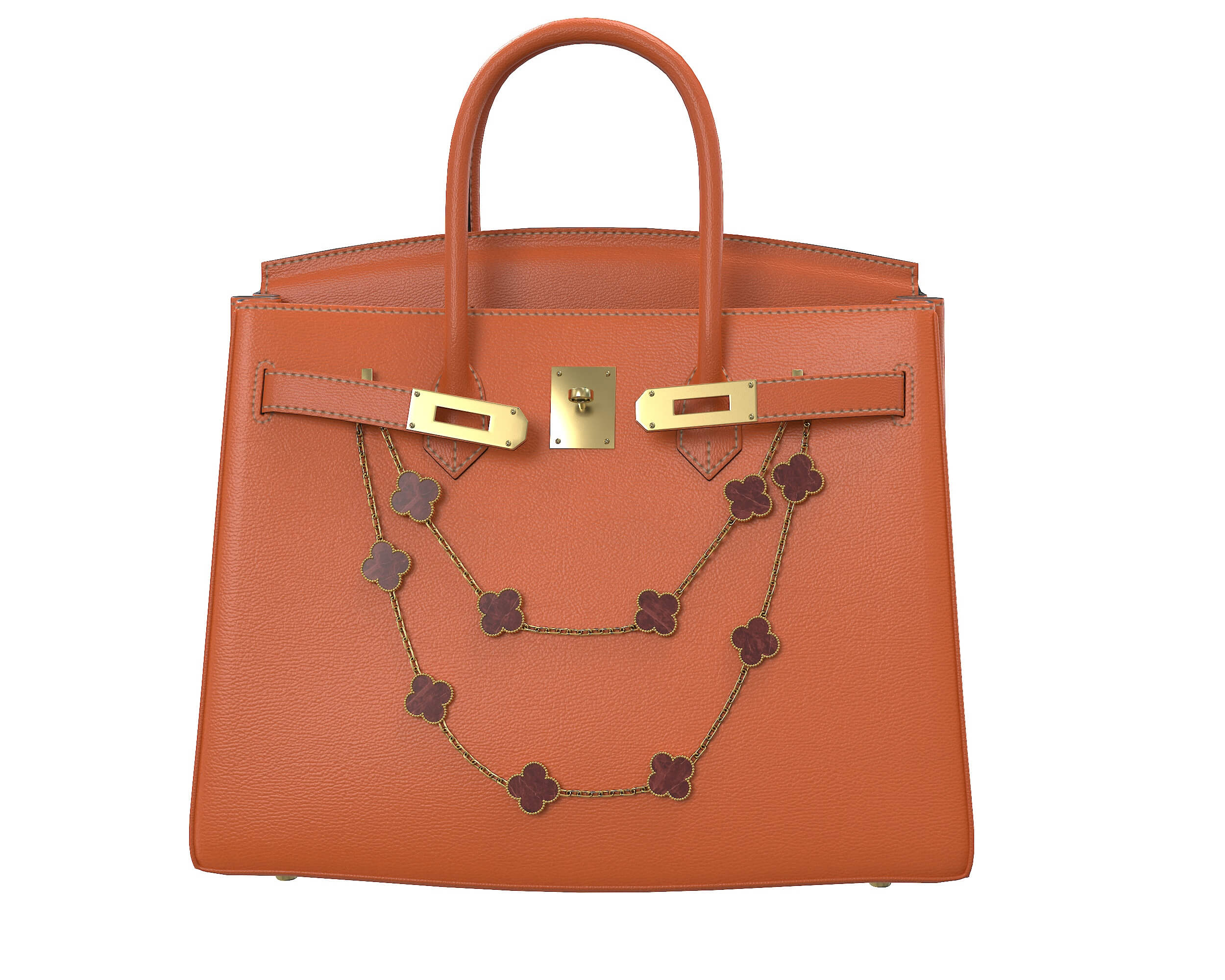 Hermes Birkin Bag with Chain Orange - 3D Model by 3dmonk