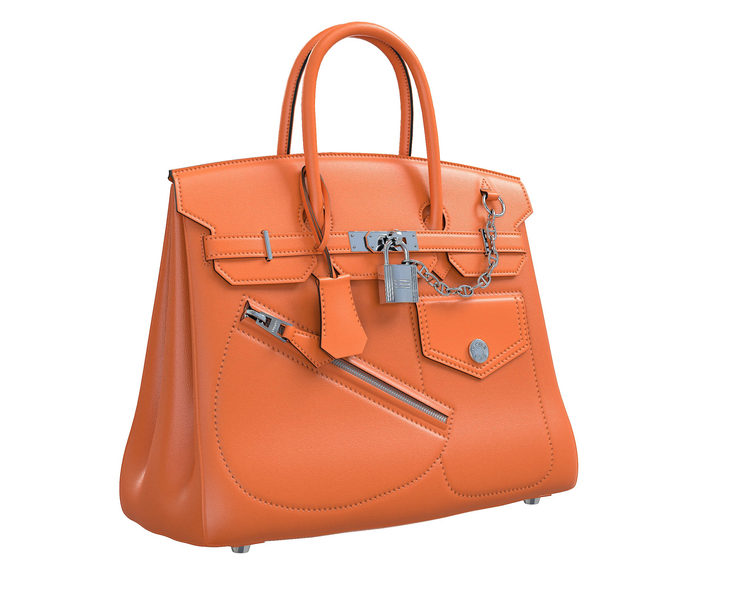 Hermes Birkin Rock Bag Orange - 3D Model by 3dmonk