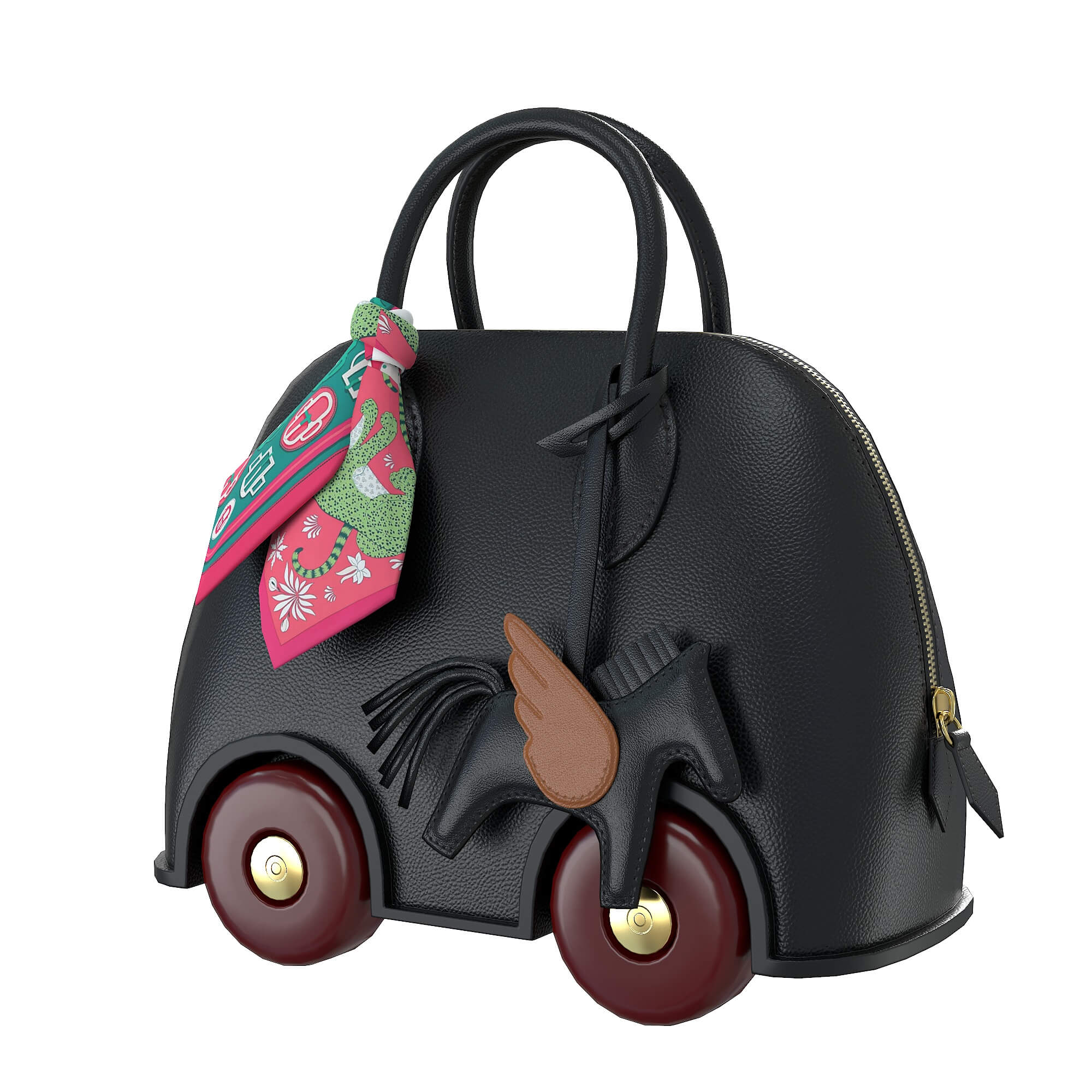 Hermes Mini Bolide Bag on Wheels Black - 3D Model by 3dmonk