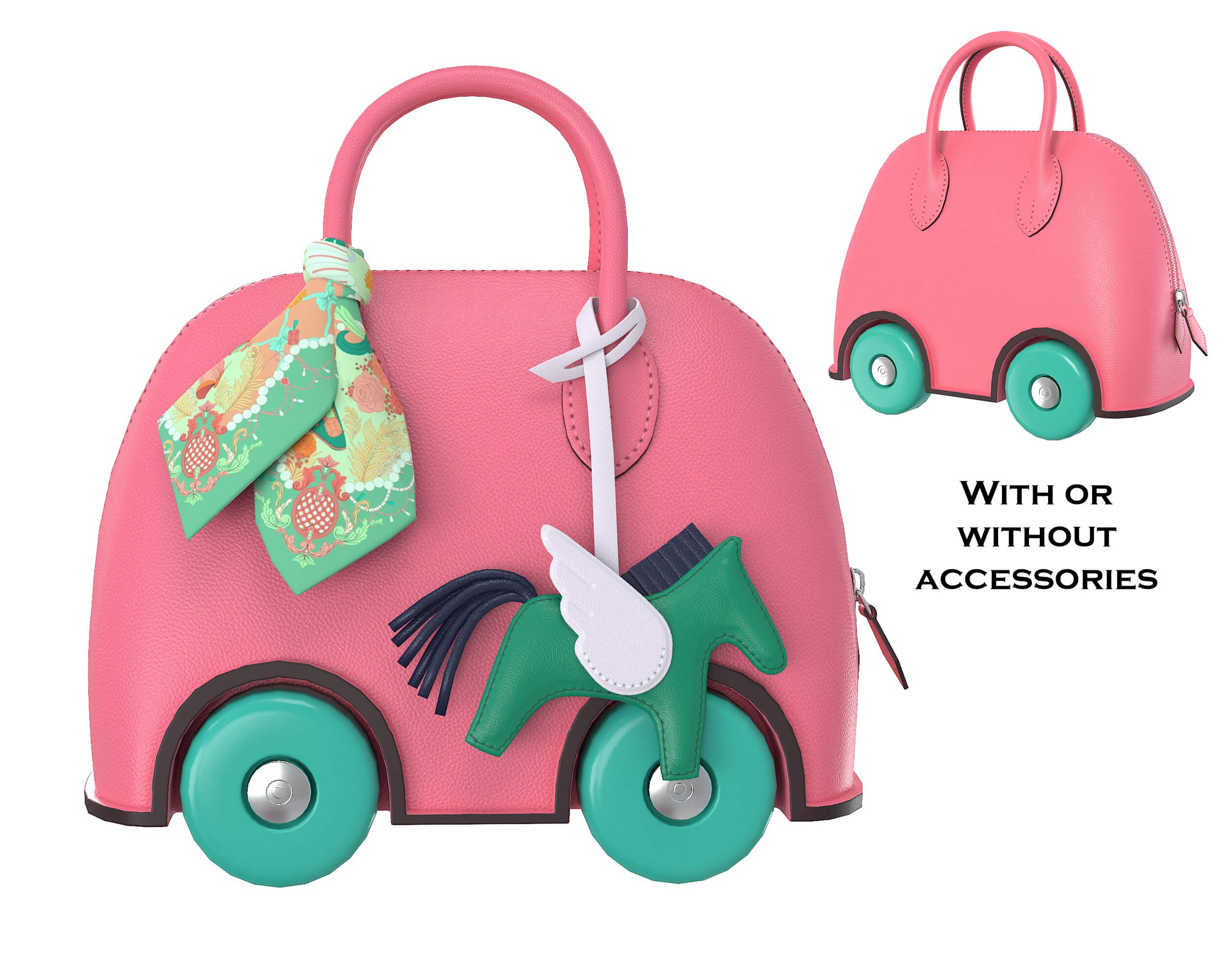 Hermes Mini Bolide Bag on Wheels Pink - 3D Model by 3dmonk