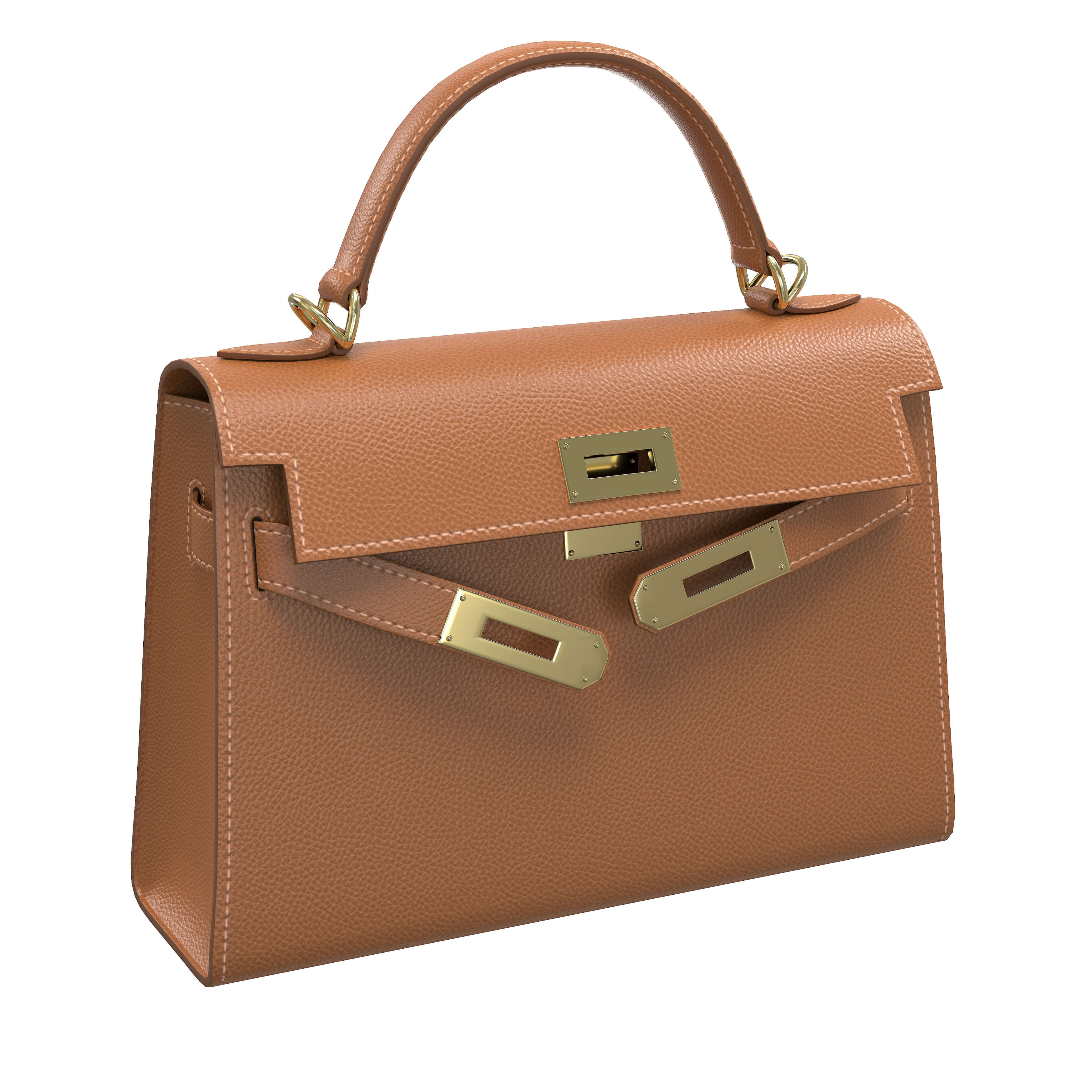 Hermès Kelly Bag Brown Leather - 3D Model by 3dmonk