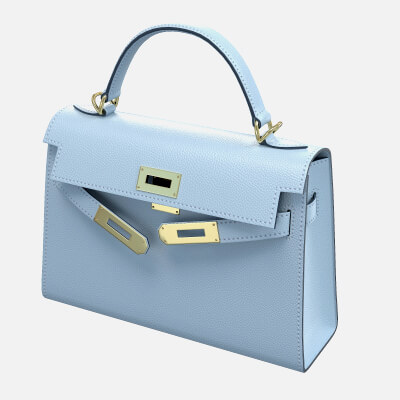 Hermès Kelly Bag Light Blue Leather - 3D Model by 3dmonk