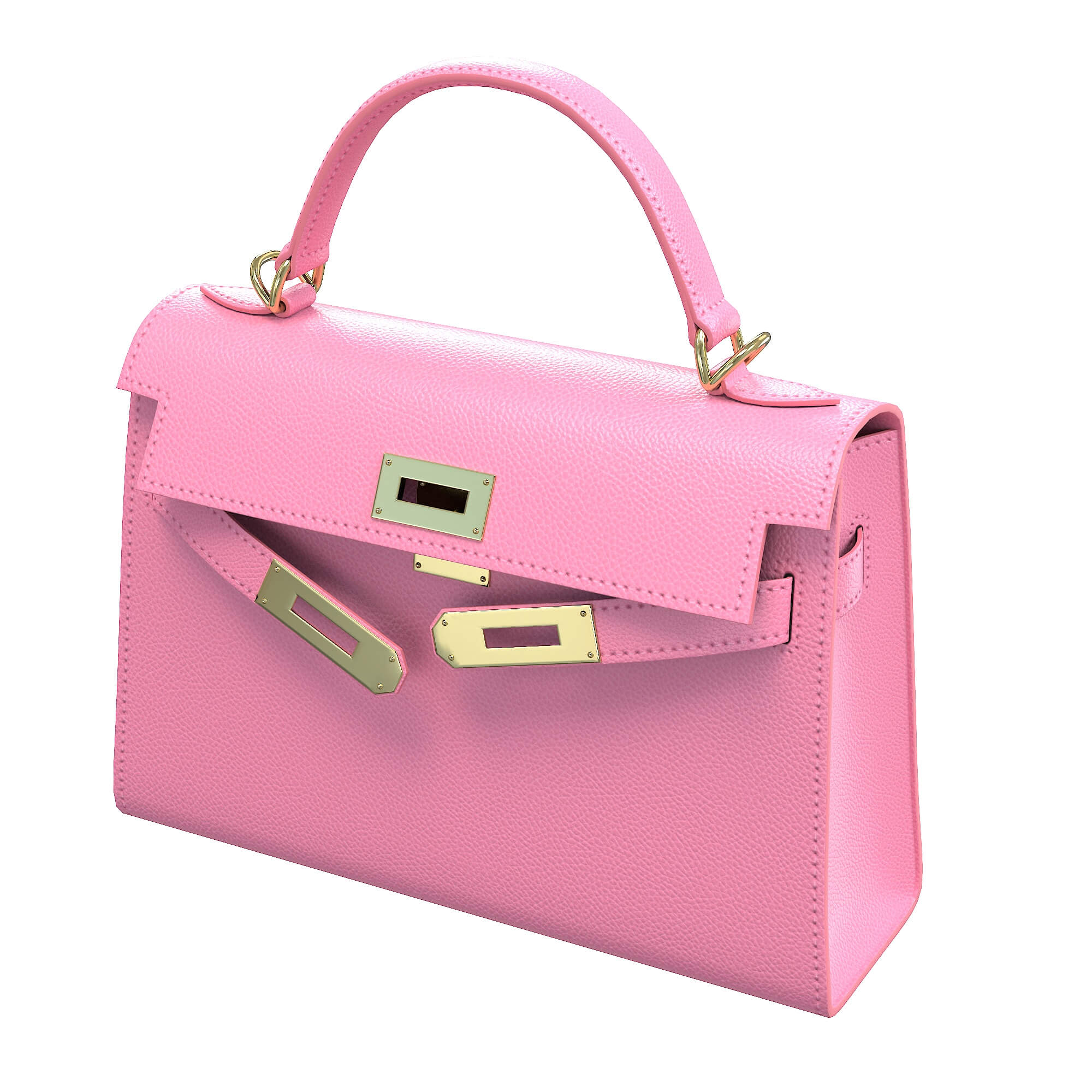 Hermès Kelly Bag Pink Leather - 3D Model by 3dmonk