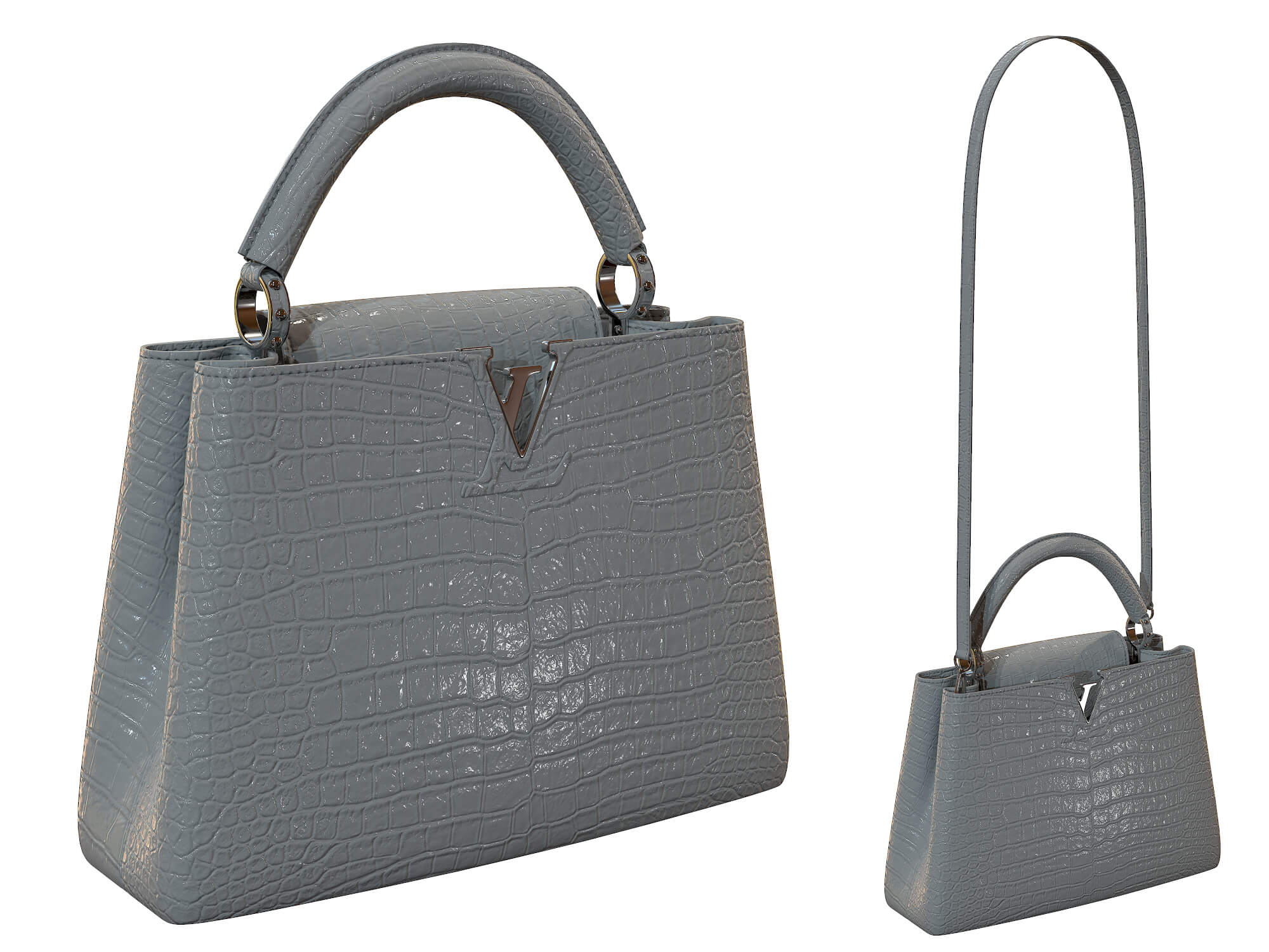 Louis Vuitton Capucines Bag Gray Crocodile Leather - 3D Model by 3dmonk