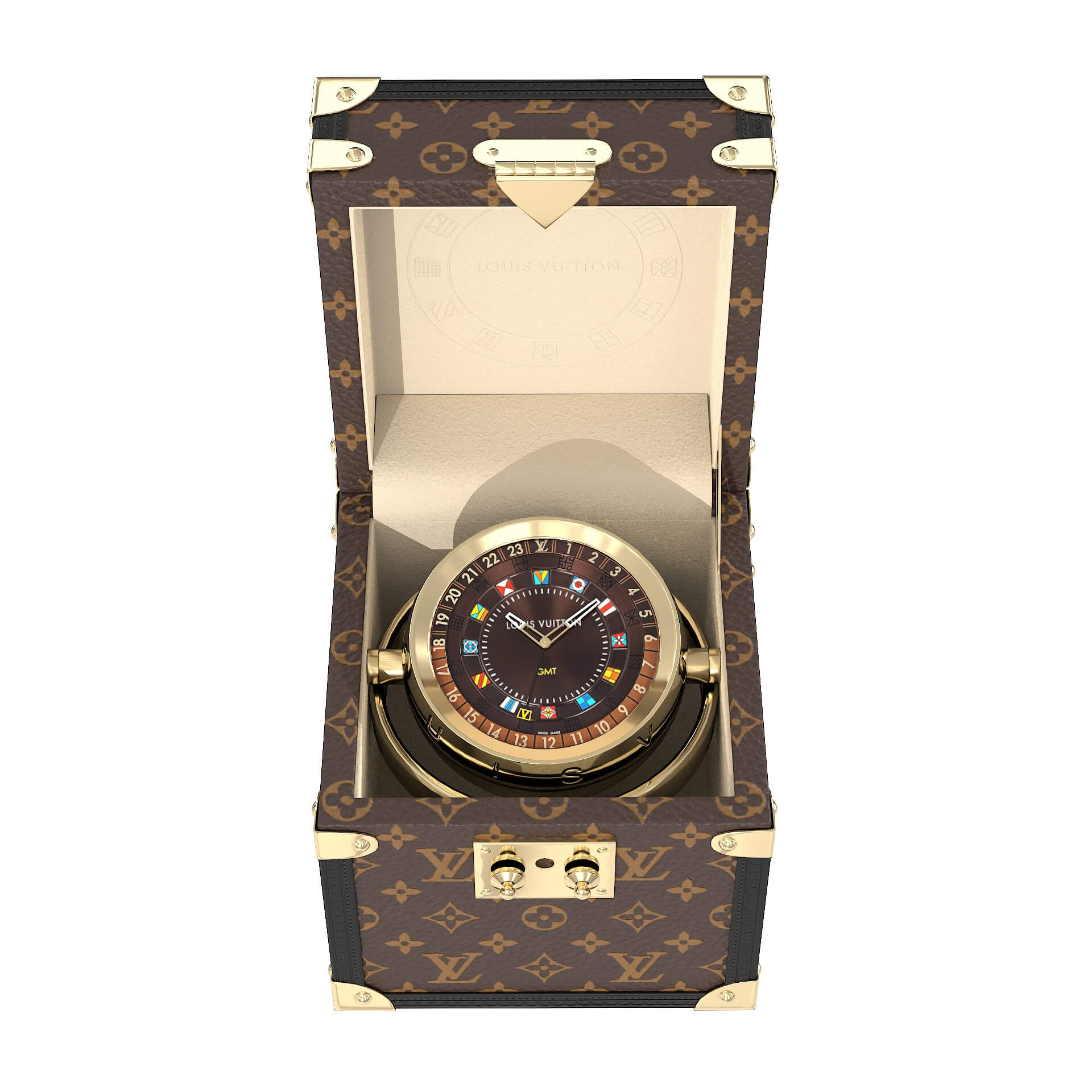 Louis Vuitton Trunk Table Clock 80mm Steel Monogram - 3D Model by 3dmonk